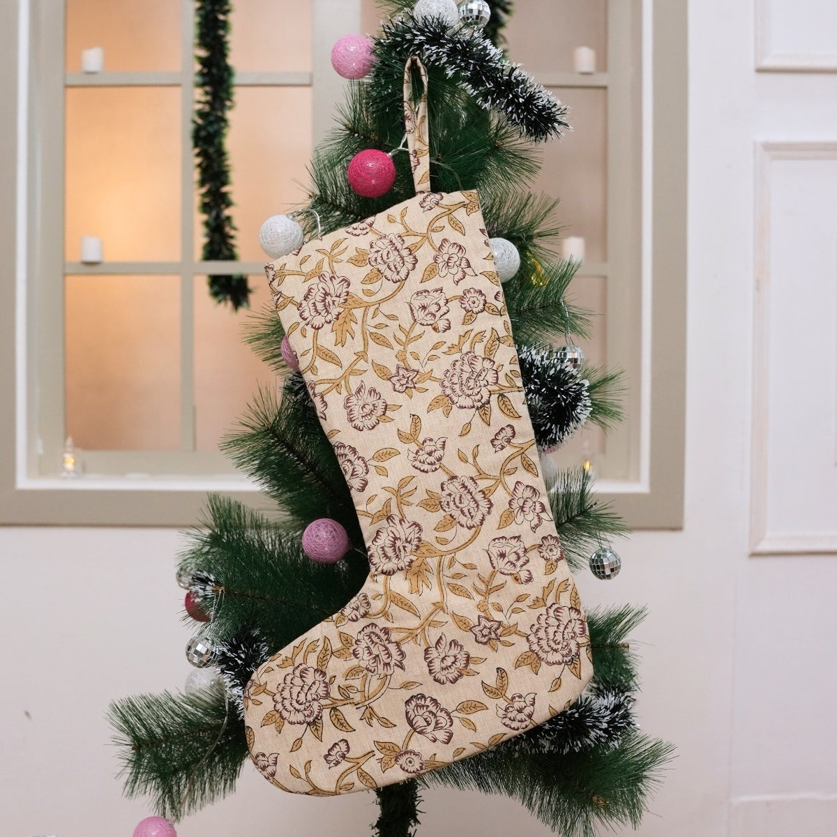 The Holiday Aisle® Christmas Stocking Handmade Block Print Design for ...