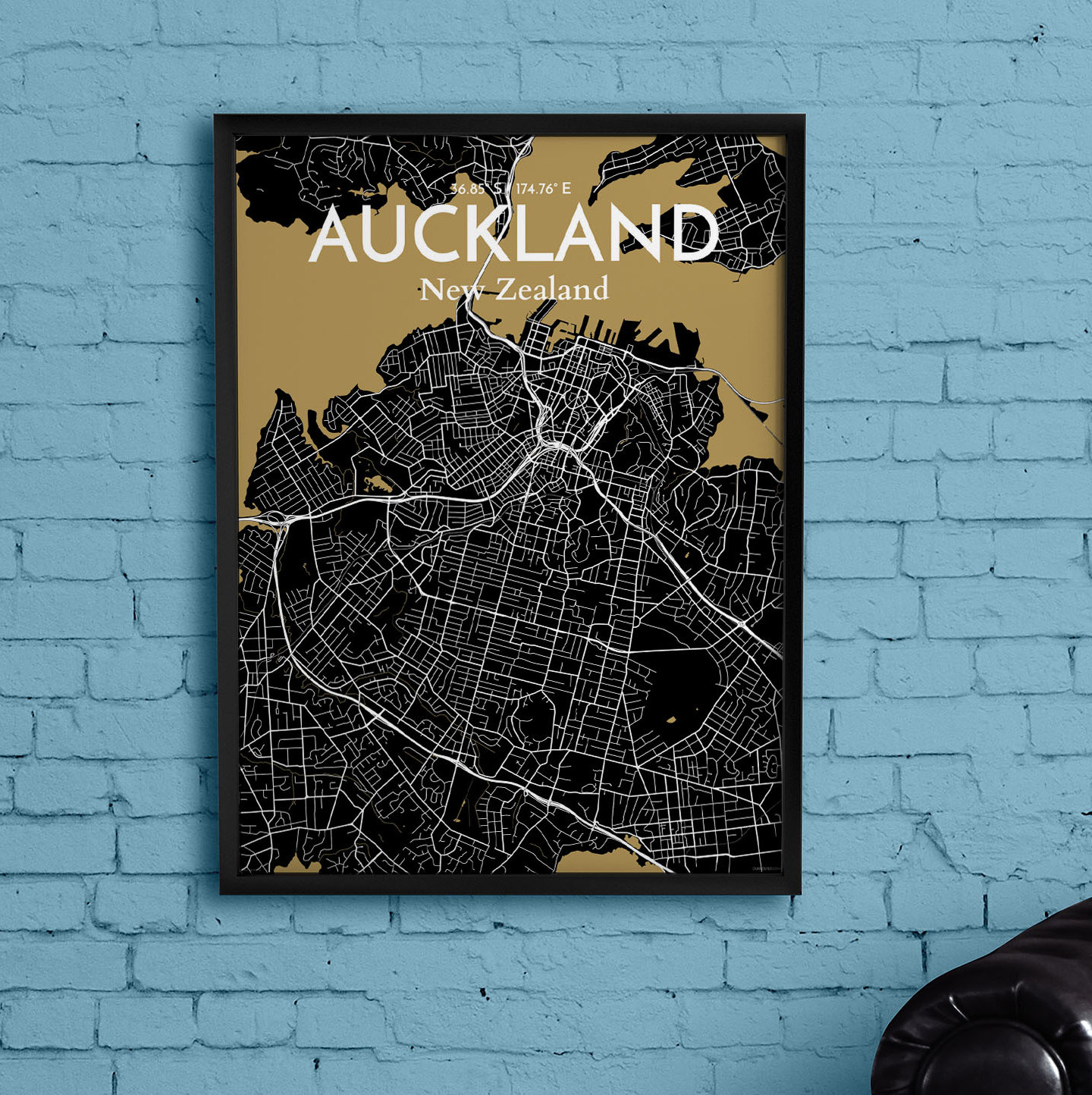 Wrought Studio 'Auckland City Map' Graphic Art Print Poster in Luxe ...