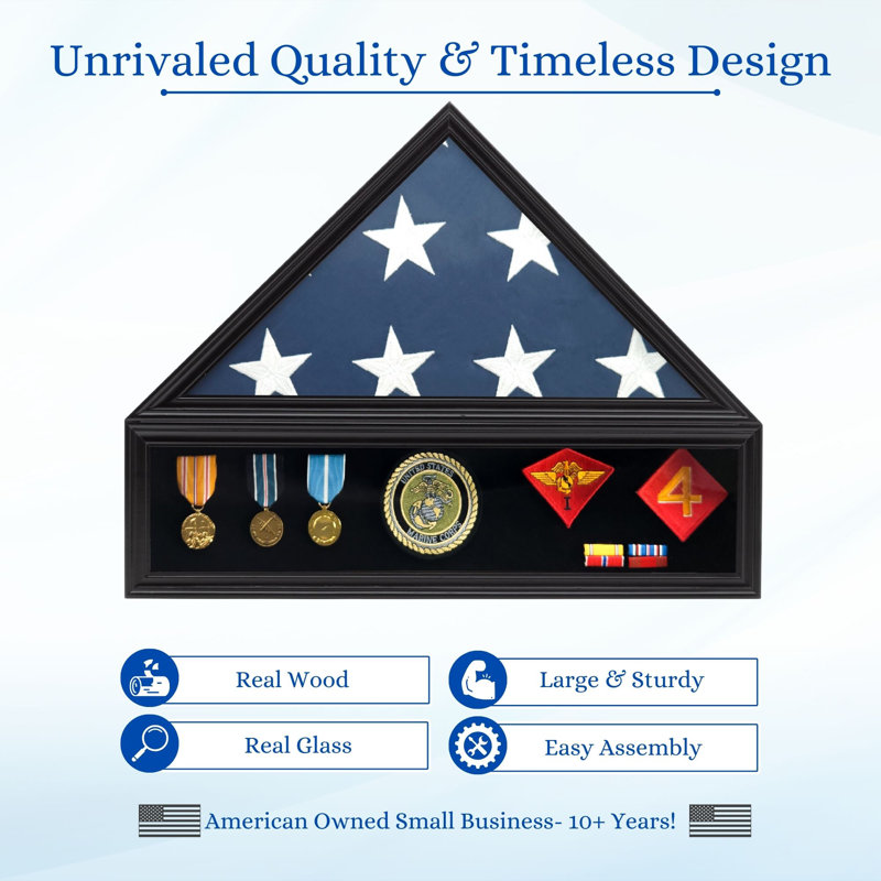 Medal Awards Rack Medium Military 21'' H x 27'' W Solid Wood Display ...