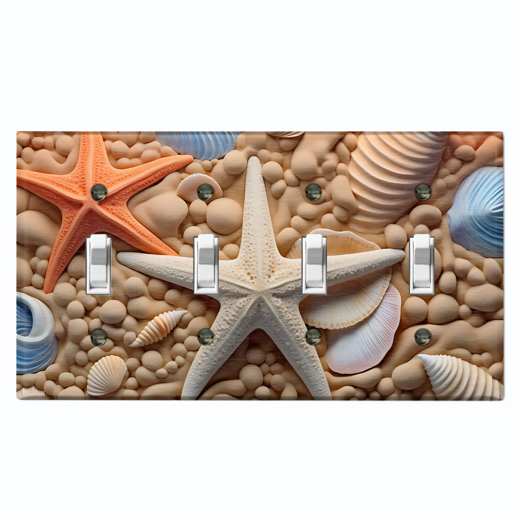 WorldAcc Metal Light Switch Plate Outlet Cover (Ocean Orange Sea Shell ...