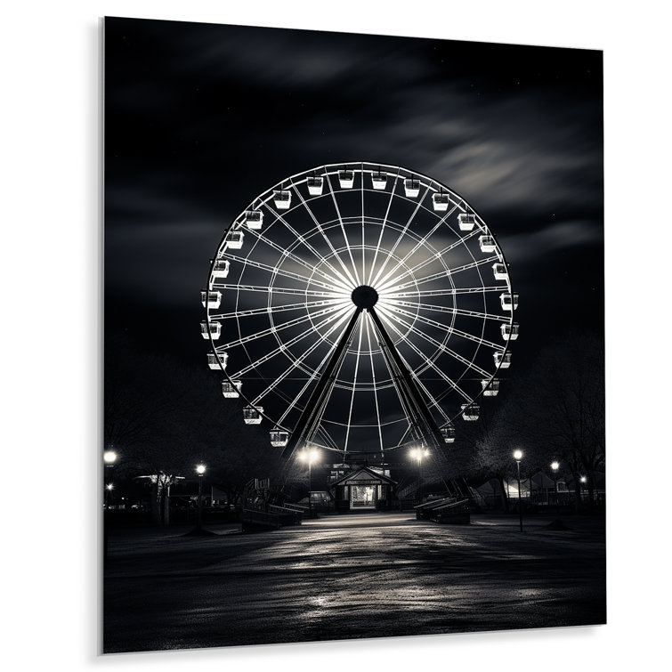 Latitude Run® Black Ferris Wheel Midnight Carousel I - Cityscapes Metal ...