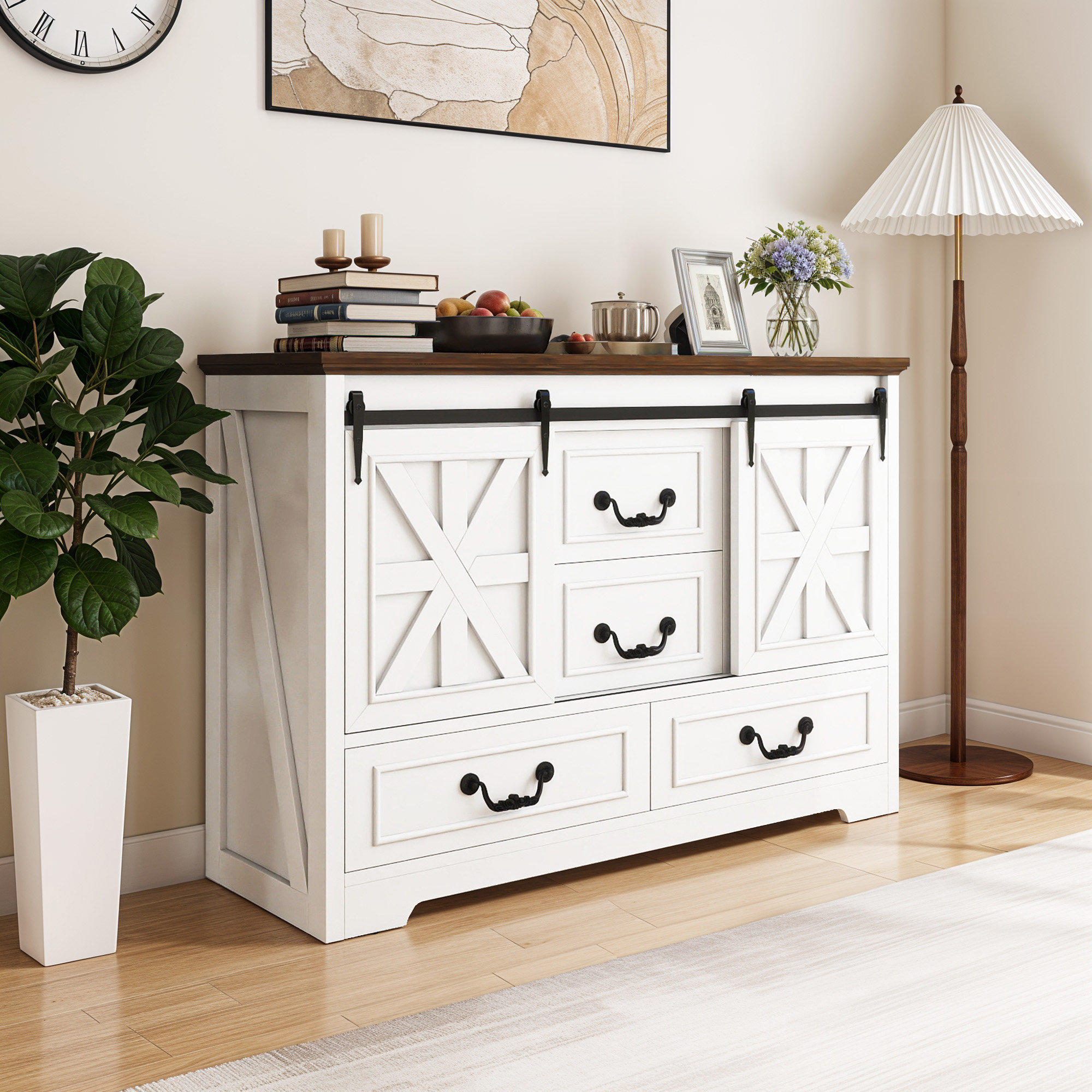 August Grove Daivid 47" Farmhouse Buffet Cabinet With Storage ...