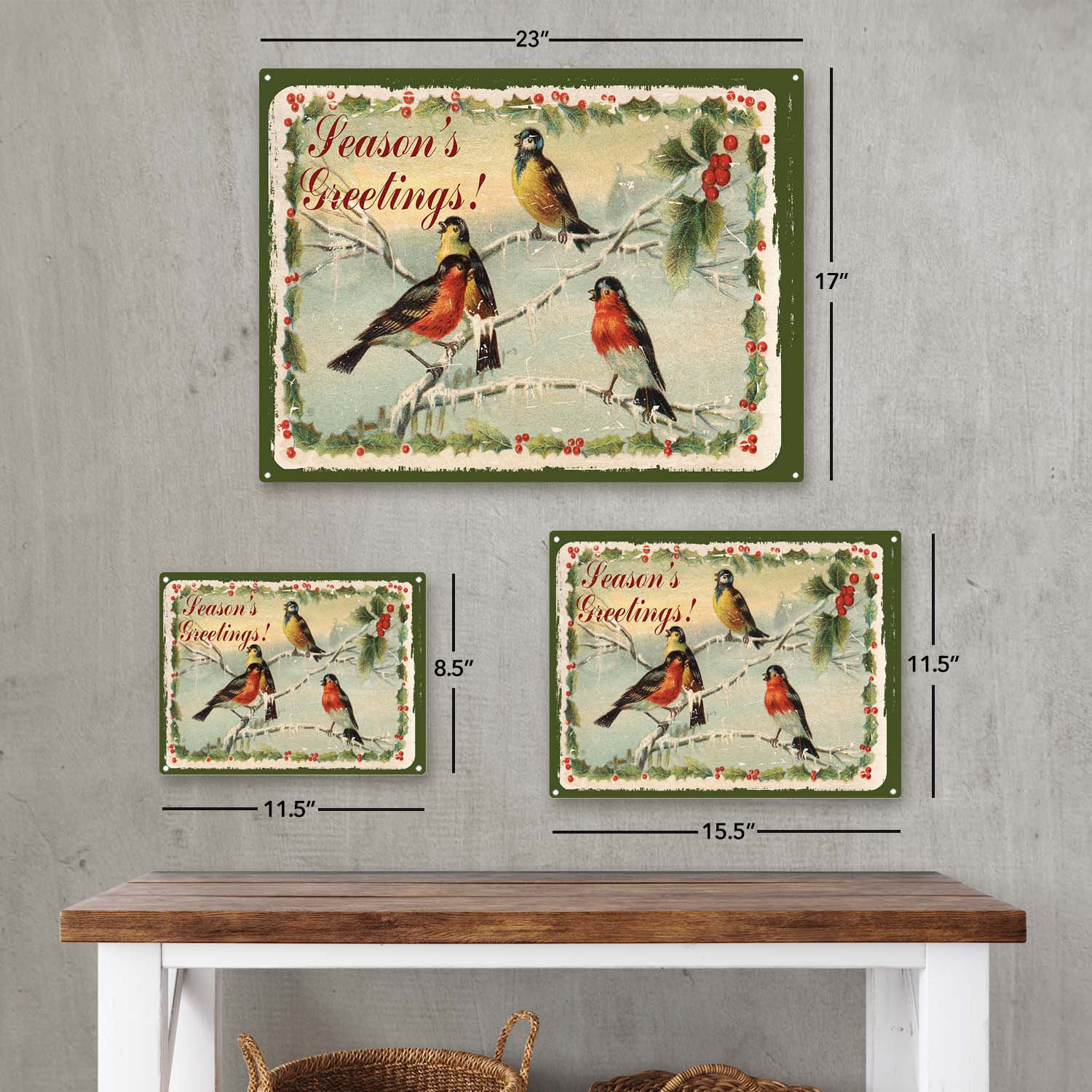 The Holiday Aisle® Season's Greetings Christmas Metal Sign - Wayfair Canada