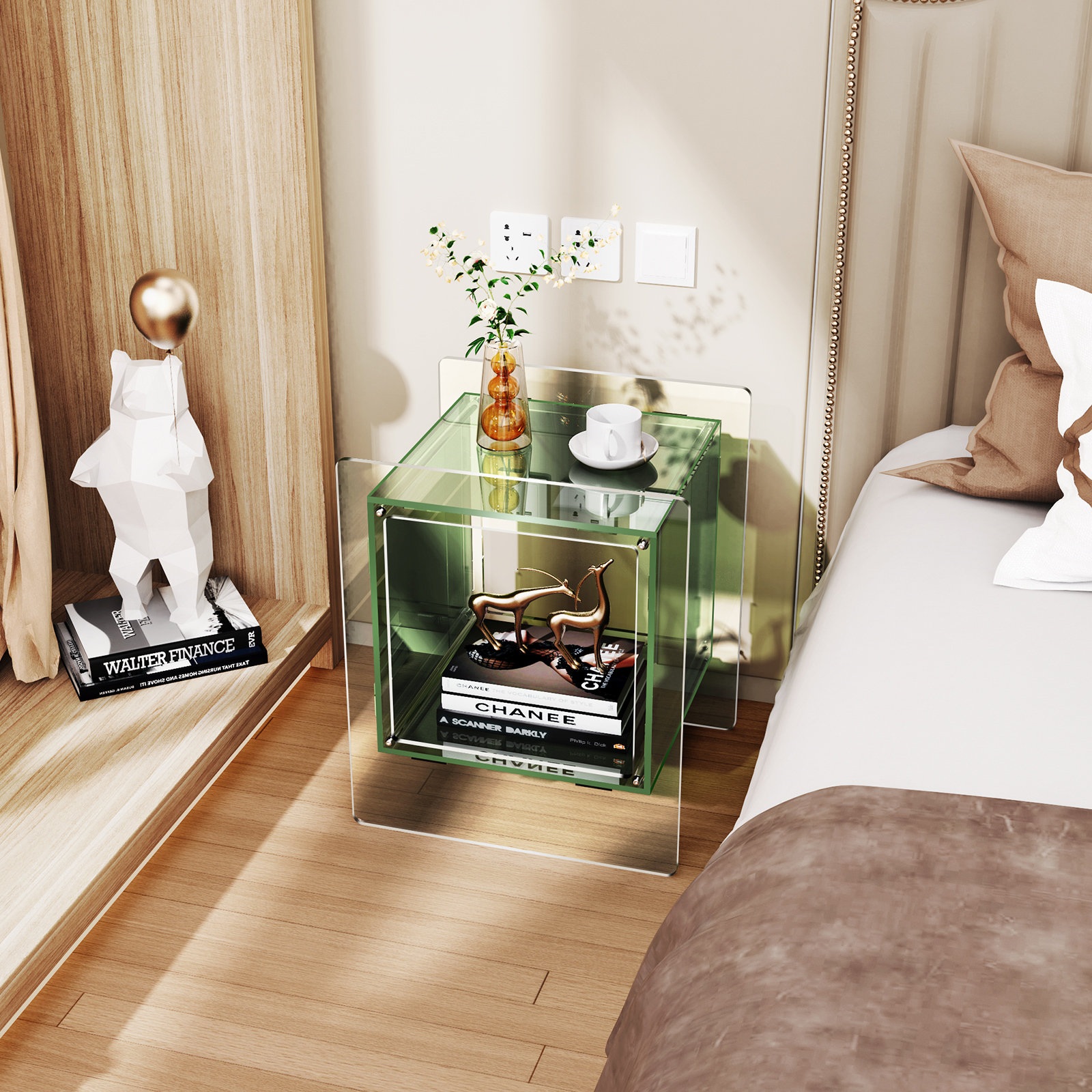 Rebrilliant Samuelsson Acrylic Side Table, Nightstand Bedside Table ...