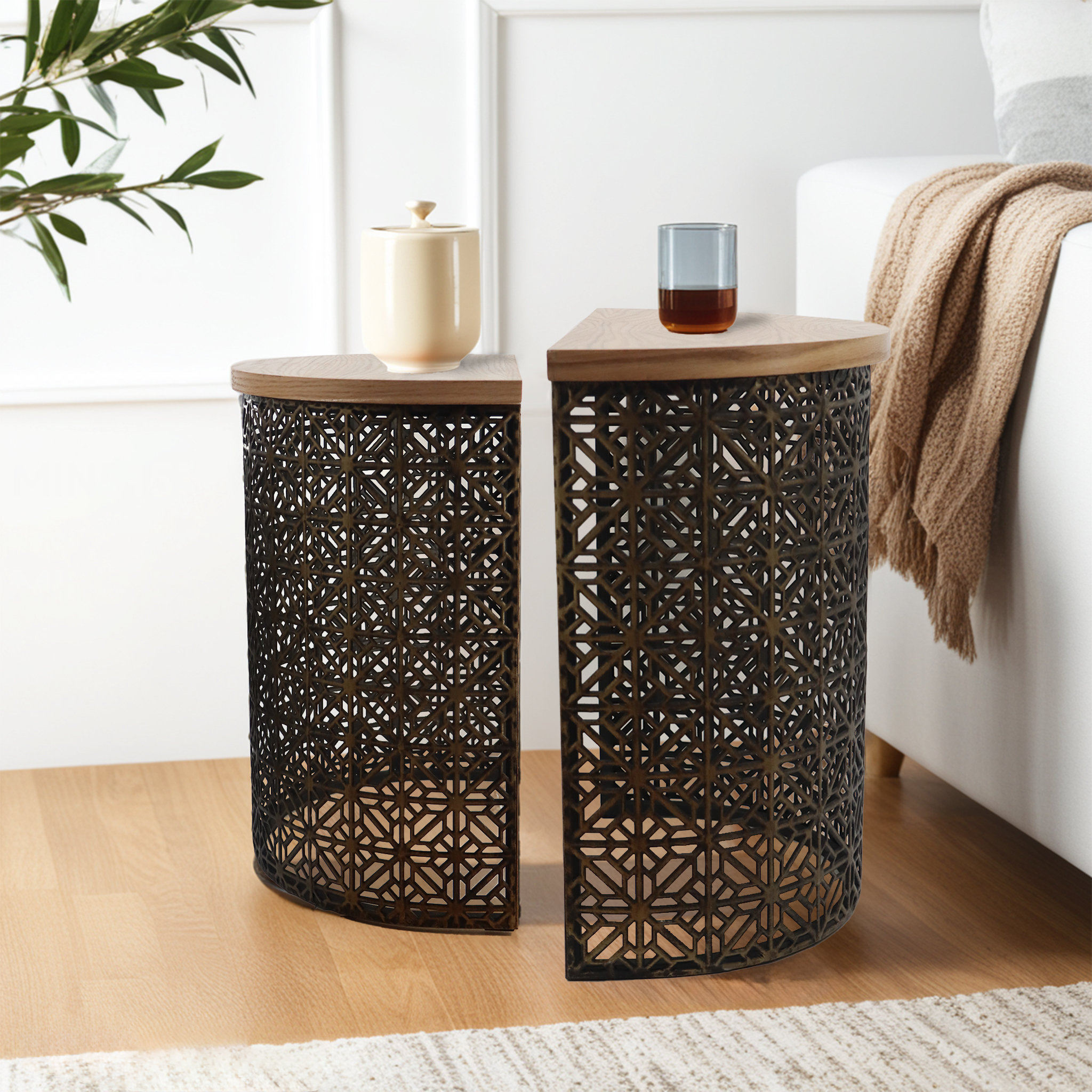 Latitude Run® Nesting Half Moon Side Tables Set of 2 - Wayfair Canada