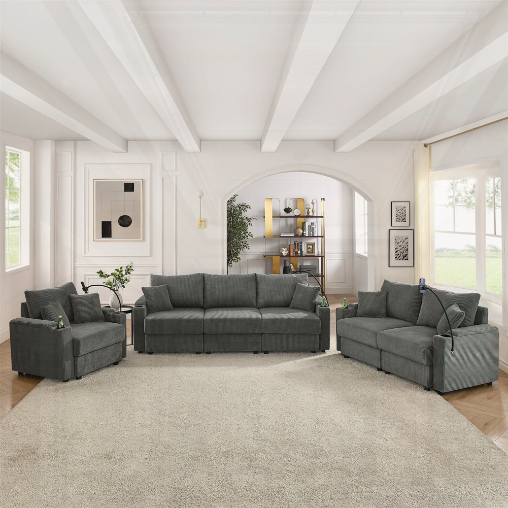 Hokku Designs Modern 6 seats Sofa set with Storage | Wayfair