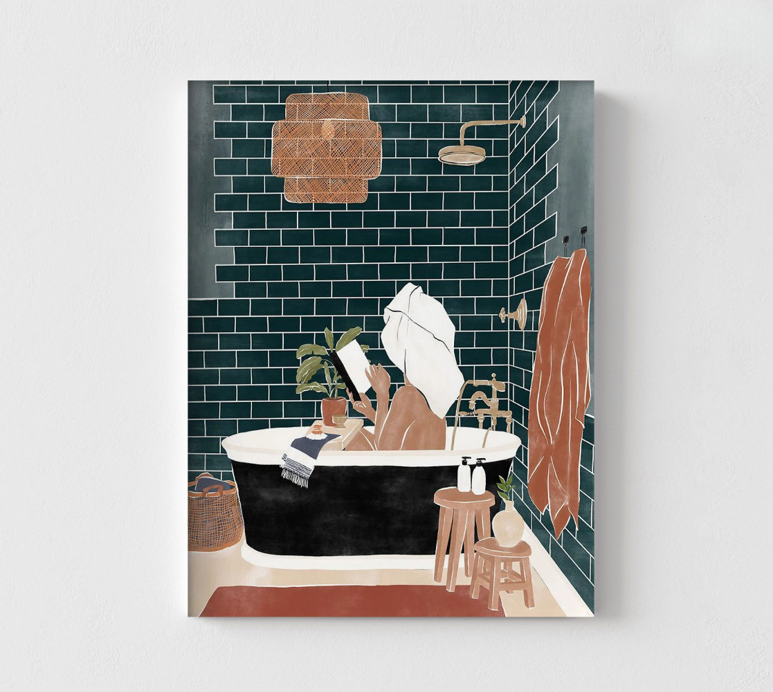 WeFrameArt Bathroom Babe By Sophie Bek, Clean Girl Aesthetic Bath Time Poster, Soft Girl Master ...