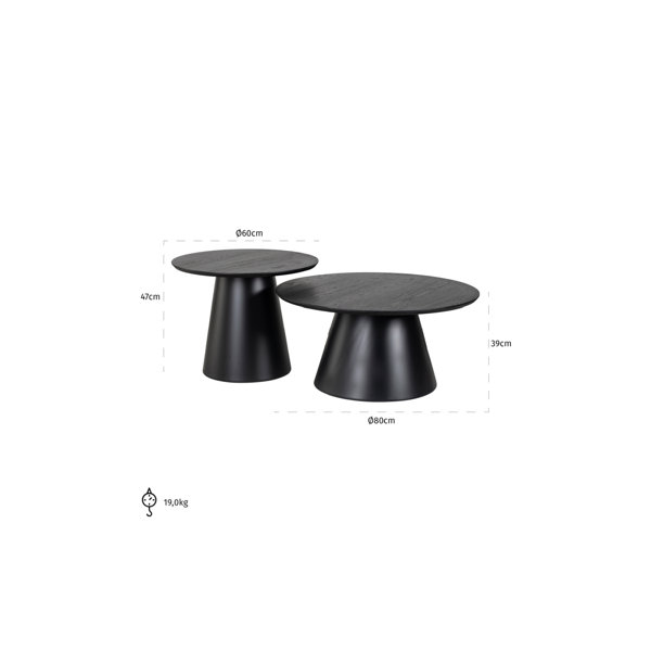 OROA Jazz Pedestal 2 Bunching Tables Coffee Table | Perigold