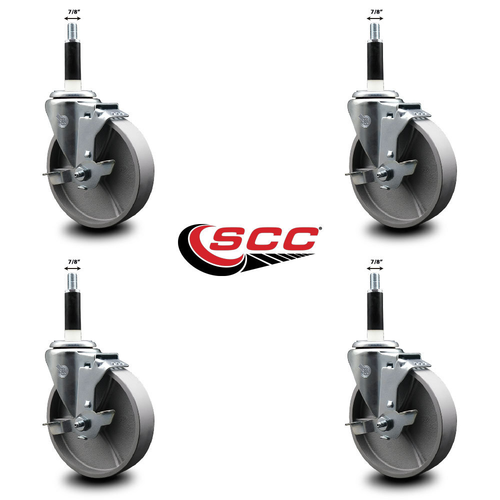 Service Caster Semi Steel Swivel 7/8 Inch Expanding Stem Caster Set ...