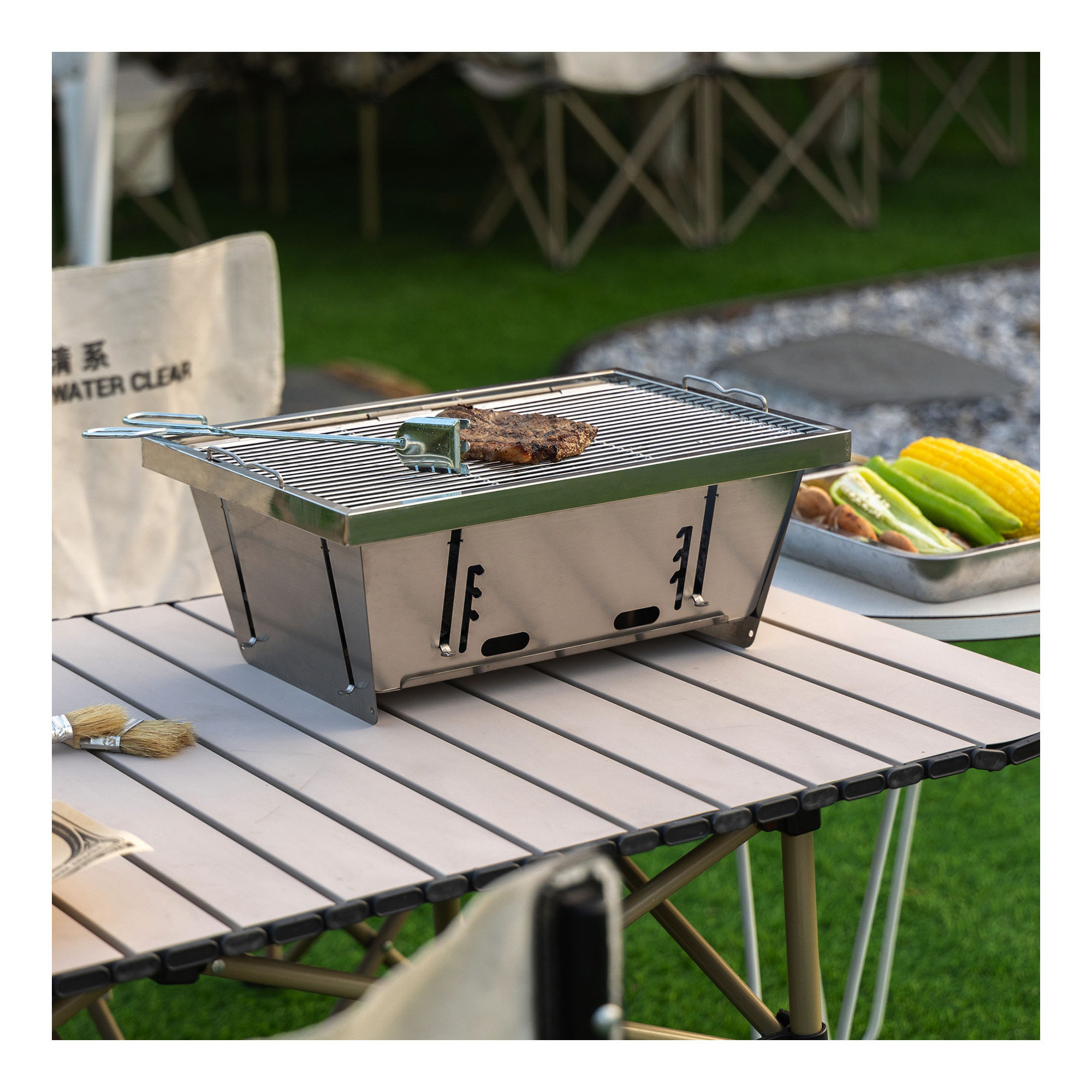 Ebern Designs Folded portable BBQ outdoor charcoal barbecue set for ...