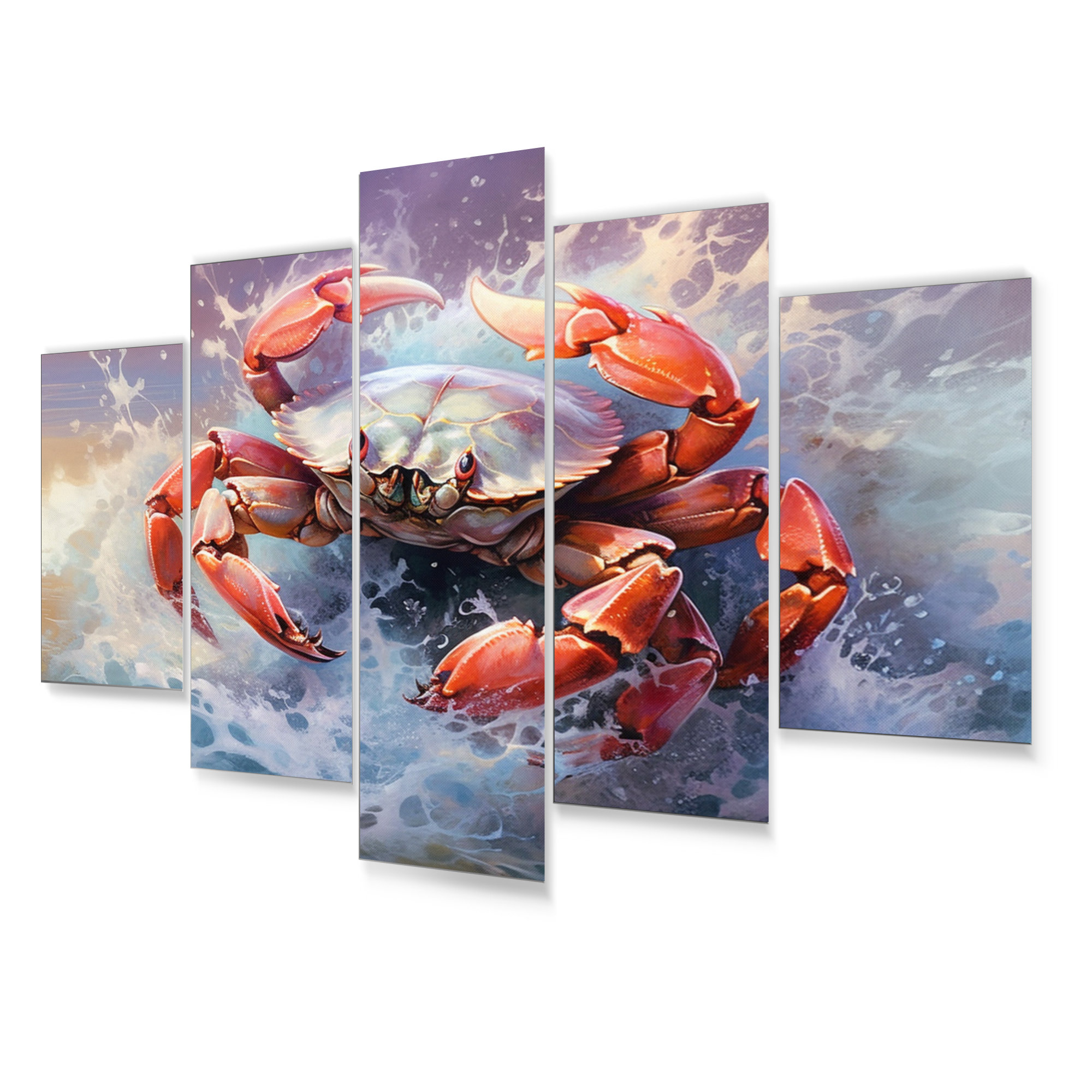 Design Art Crab Beachcombers I - Animals Metal Wall Art Living Room Set ...