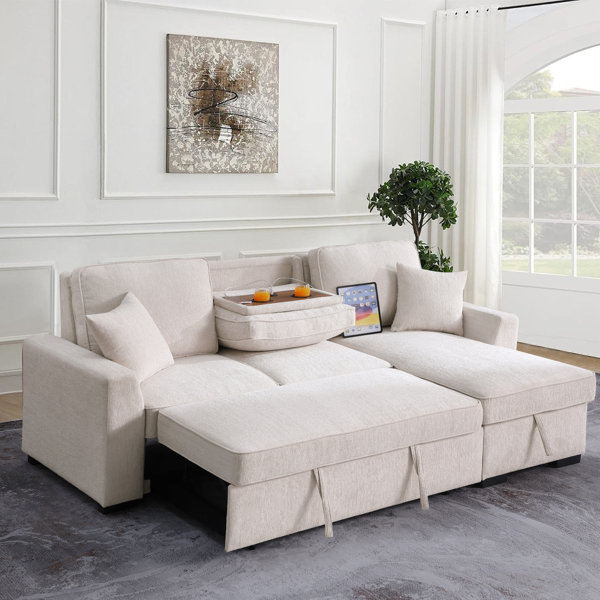 Ebern Designs L-Shaped Sleeper Sofa Reversible Couch Pull Out Couch ...