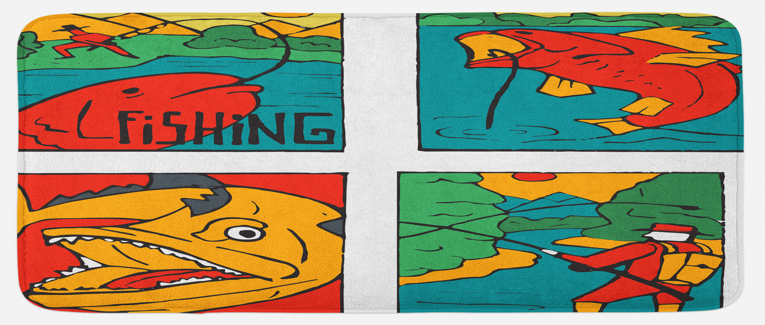 East Urban Home Gone Fishing Kitchen Mat | Wayfair