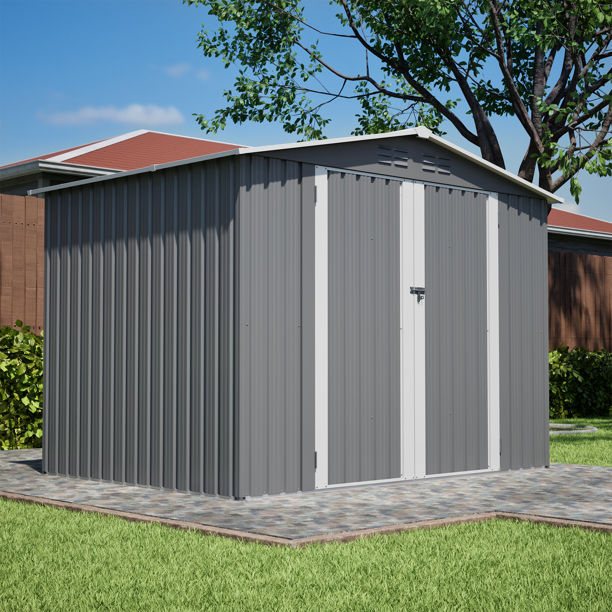 Thanaddo 8 Ft. W X 6 Ft. D Metal Storage Shed Foundation Kit Included ...