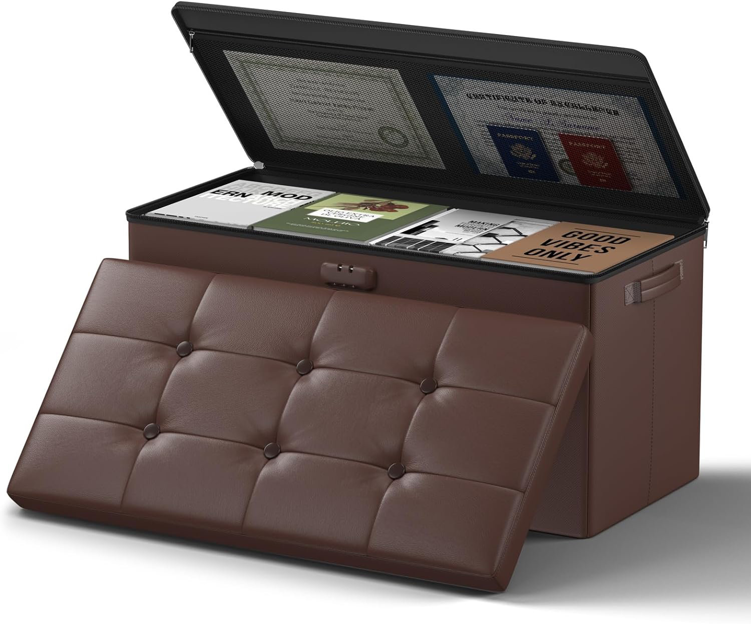 Winston Porter 30 Inches Folding Storage Ottoman Bench, Fireproof ...