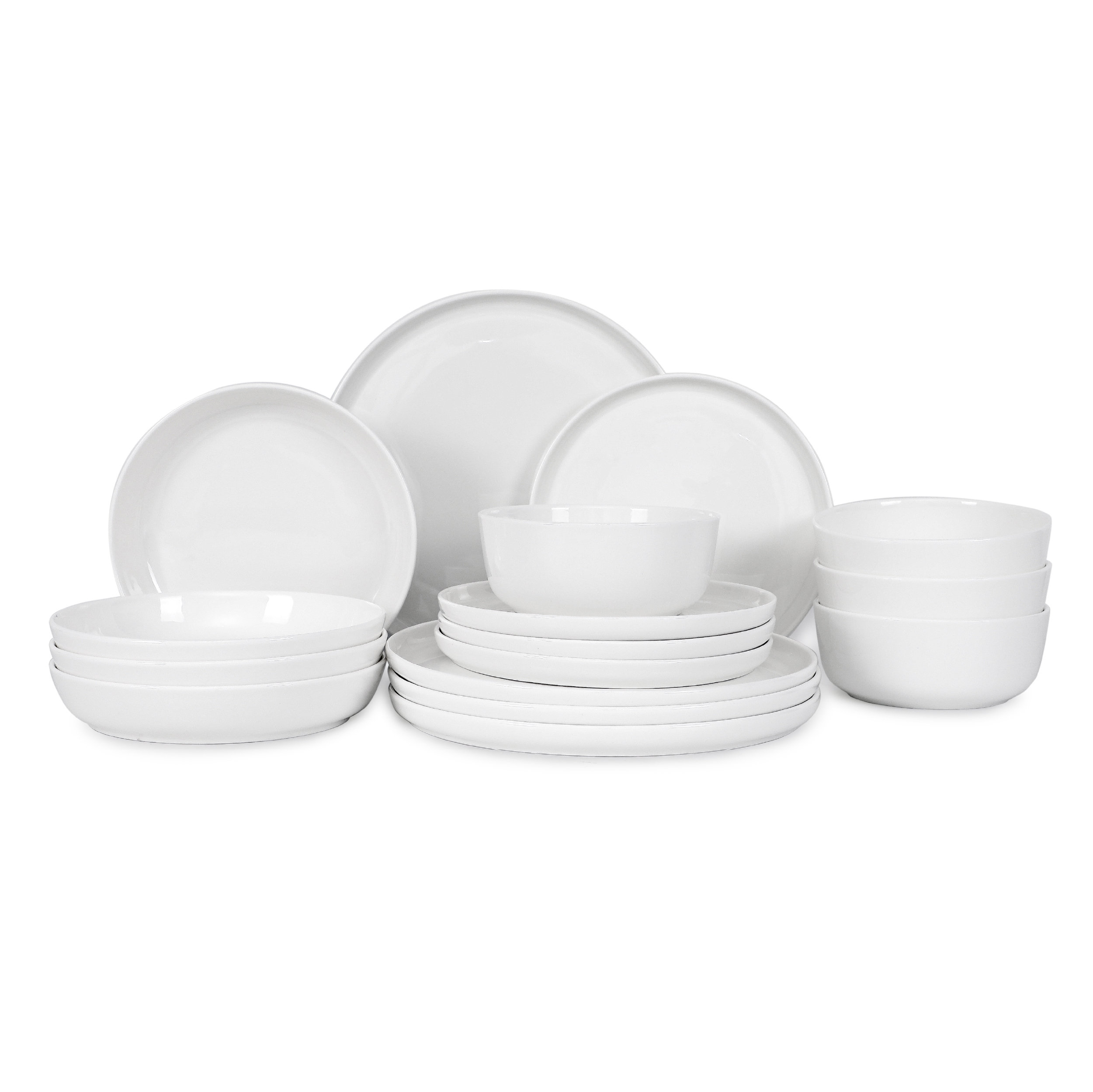 Table 12 16-Piece Natural White Coupe Dinnerware Set, Service for 4 ...