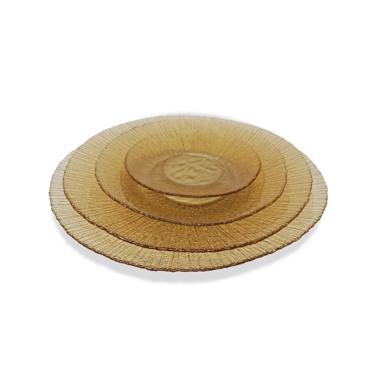 Orren Ellis Drequan Set of 4 Organic Shaped Gold Dessert Plates | Wayfair
