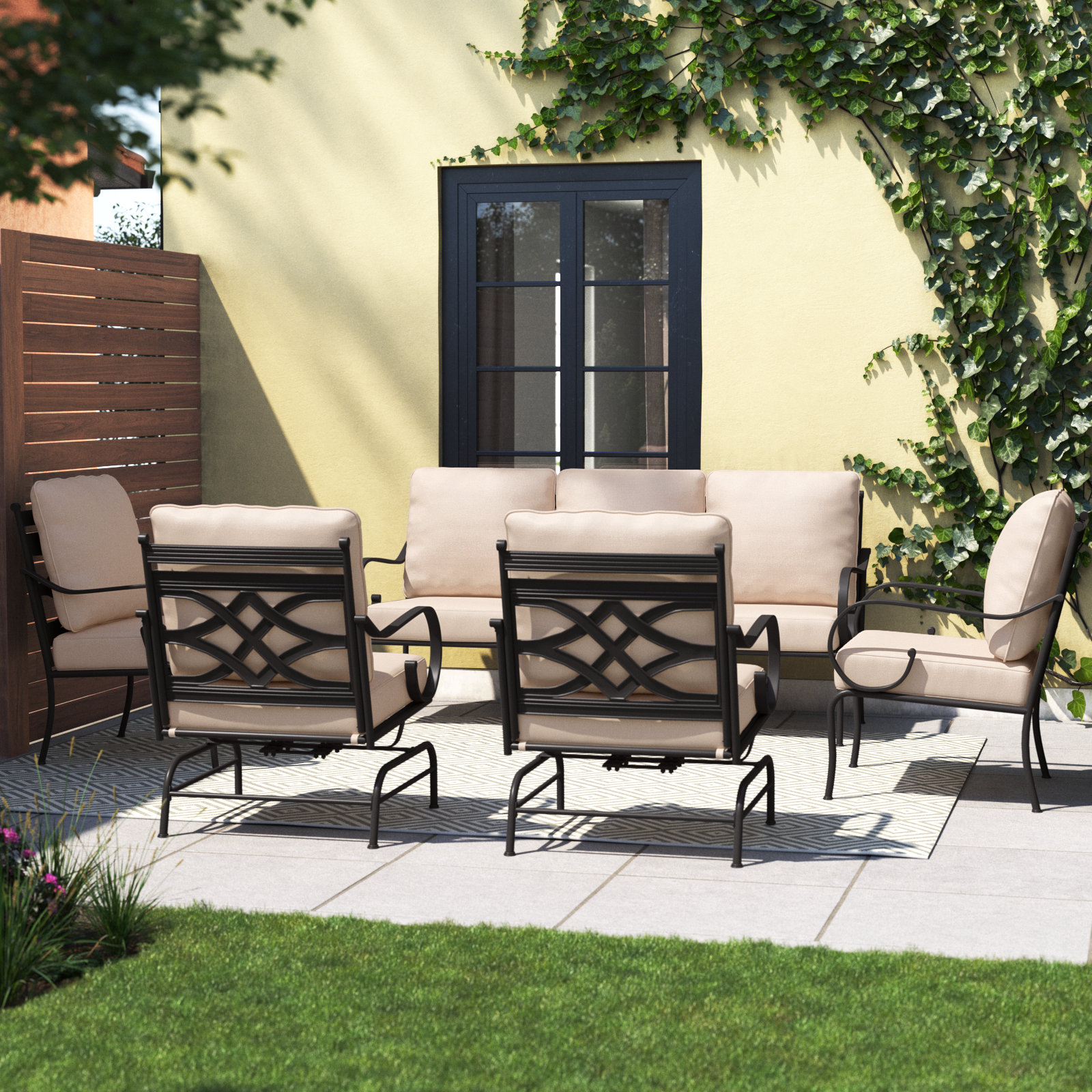 Lark Manor™ Argyri 7 Person Outdoor Patio Seating Set with 2 Rocking ...