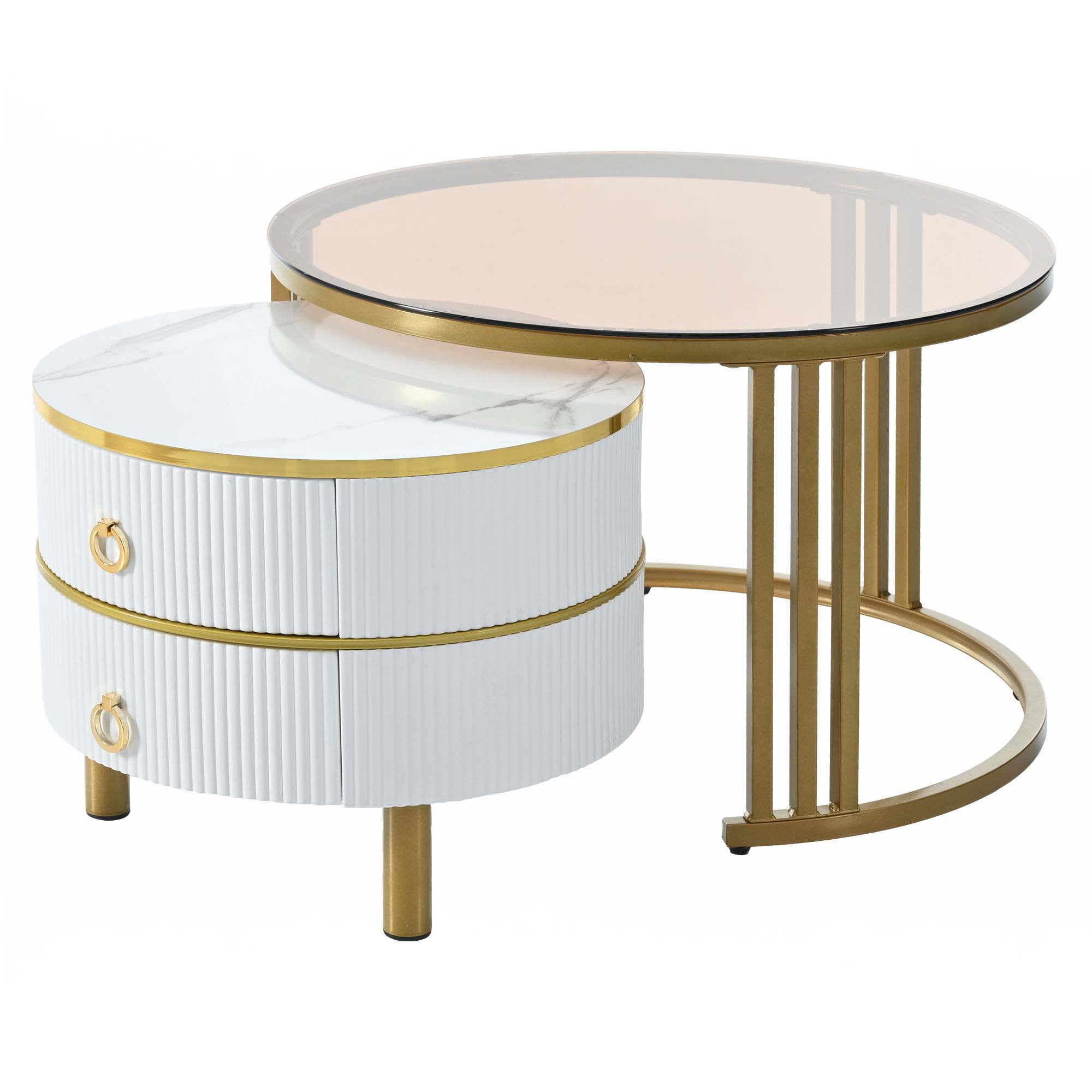 Everly Quinn Nesting Tables Stackable Coffee Table With 2 Drawers | Wayfair