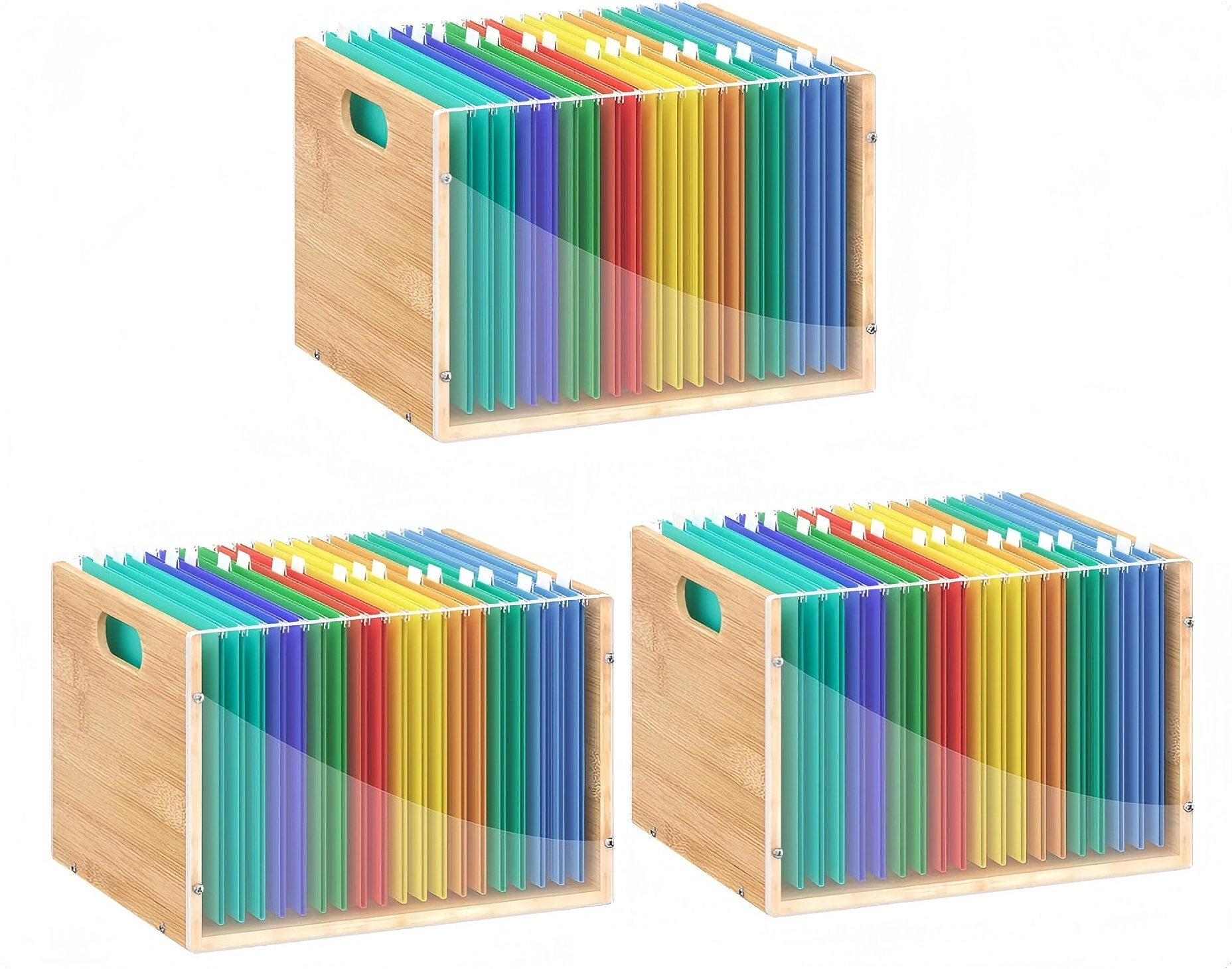 Elaine Mercure 3 Pack Hanging File Organizer, Clear Acrylic File Box ...