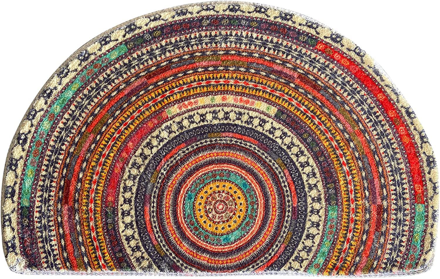 Bungalow Rose Boho Chic Semi-Circle Bath Mat - Non-Slip Absorbent Rug ...