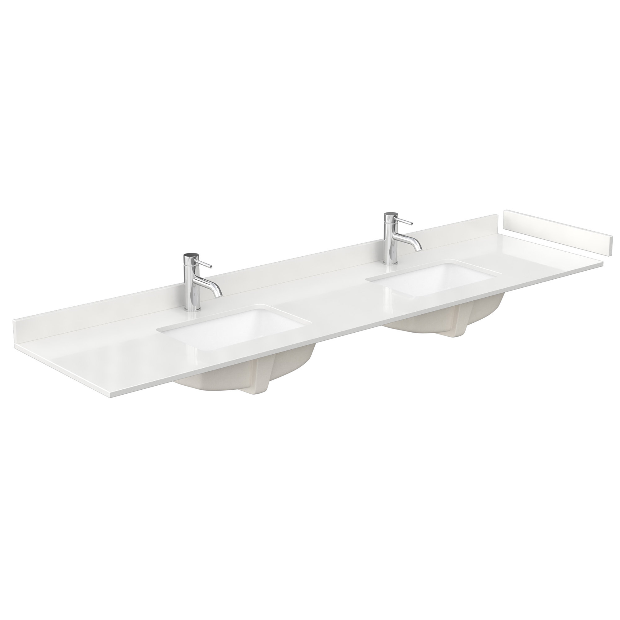 Wyndham Collection 84" Double Countertop with Square Sinks (3-Hole ...