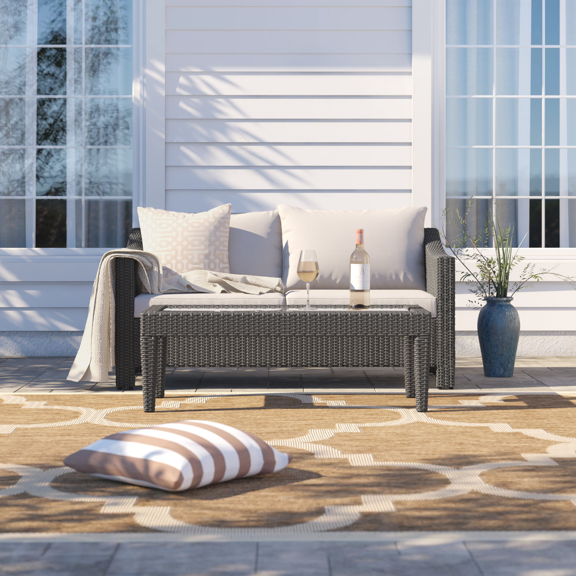 Winston Porter Amarveer Rattan Seating Group with Cushions & Reviews ...