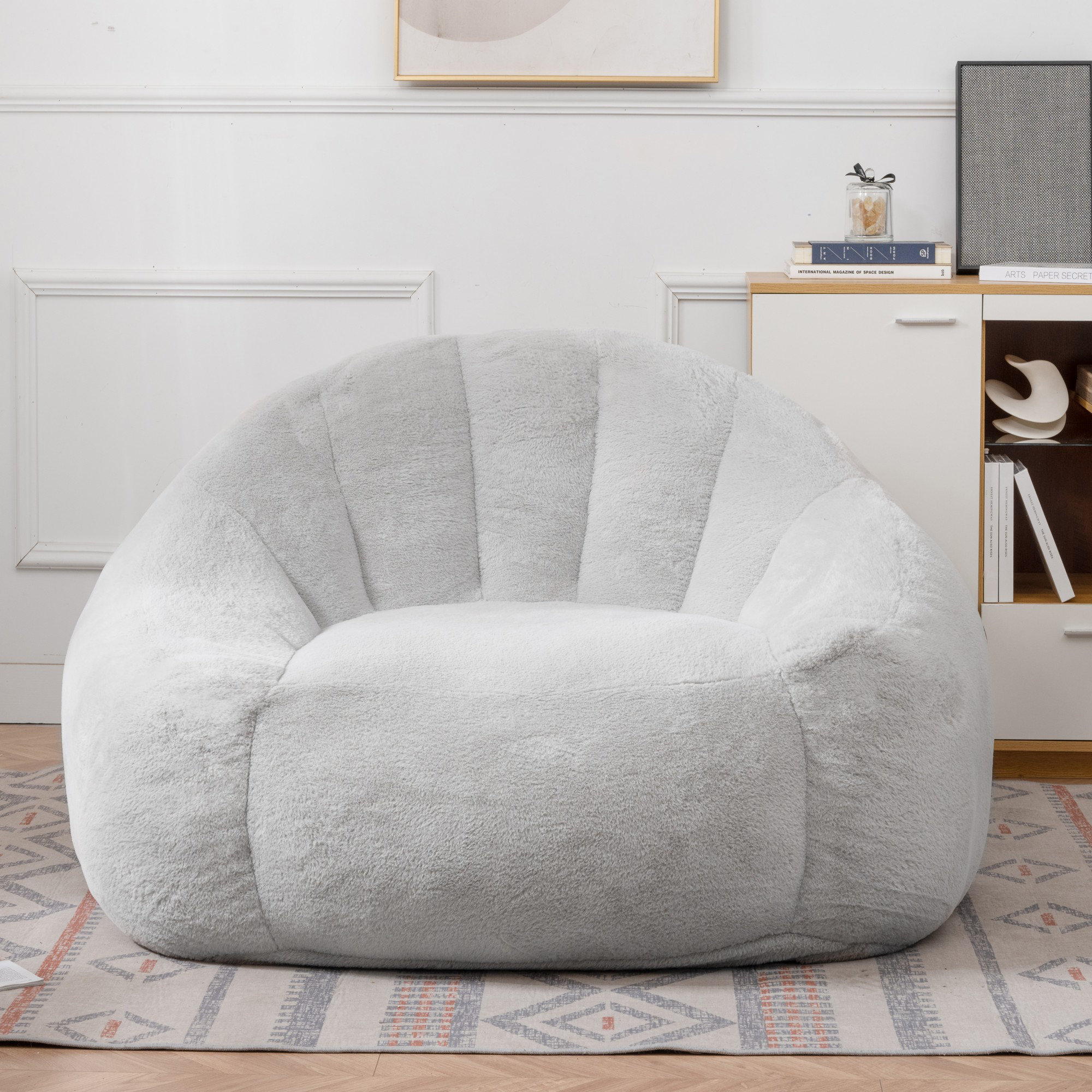 Trule Comfy Bean Bag Chair, Faux Fur Bean Bag Chair With Back Support ...