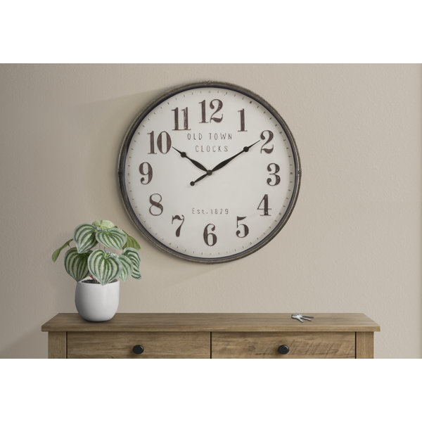 Winston Porter Clocks, 30" Round, Large Oversized, Wall Clock, Brown ...