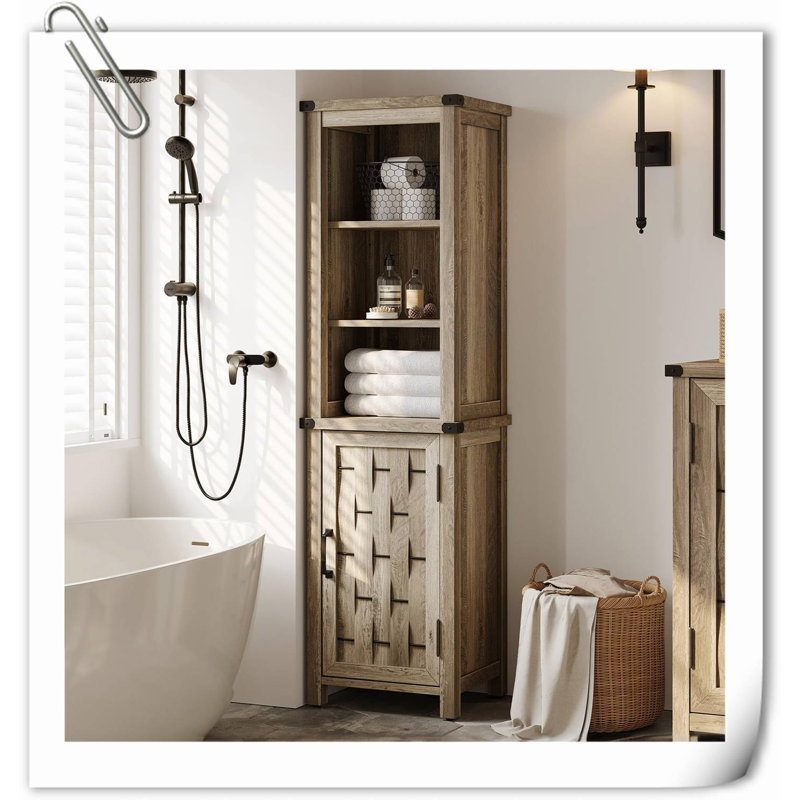 Millwood Pines Joshette Solid Wood Freestanding Linen Cabinet | Wayfair