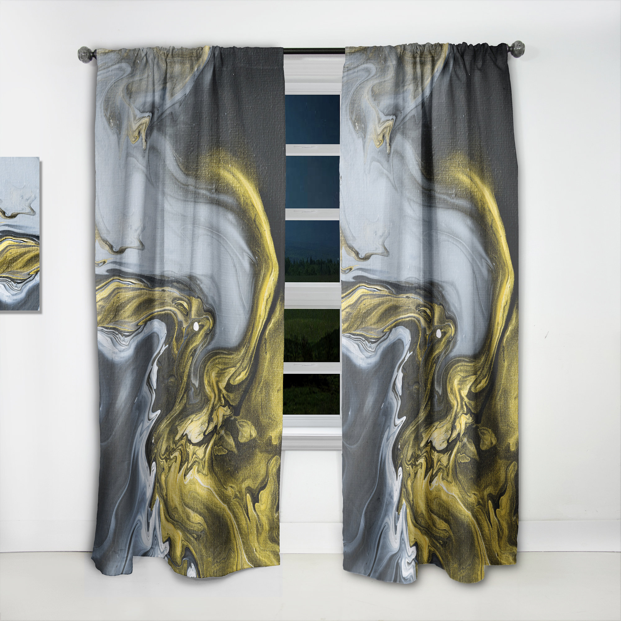 Design Art Marble Clouds II Abstract Semi-Sheer Thermal Rod Pocket ...