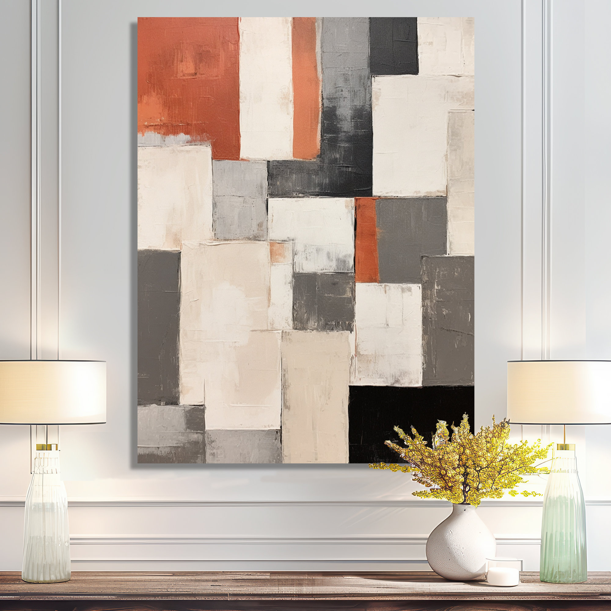 Wrought Studio™ Earthy Abstraction Cubist Modernism Beige Brown ...