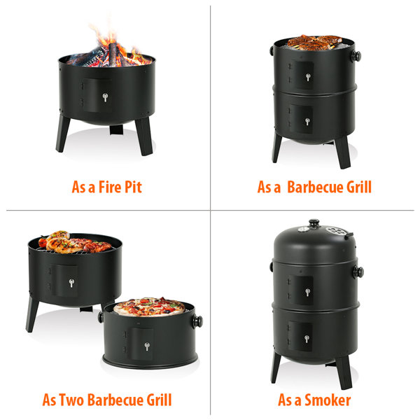 Mastercook Vertical Charcoal Portable 348 Square Inches Smoker & Grill ...