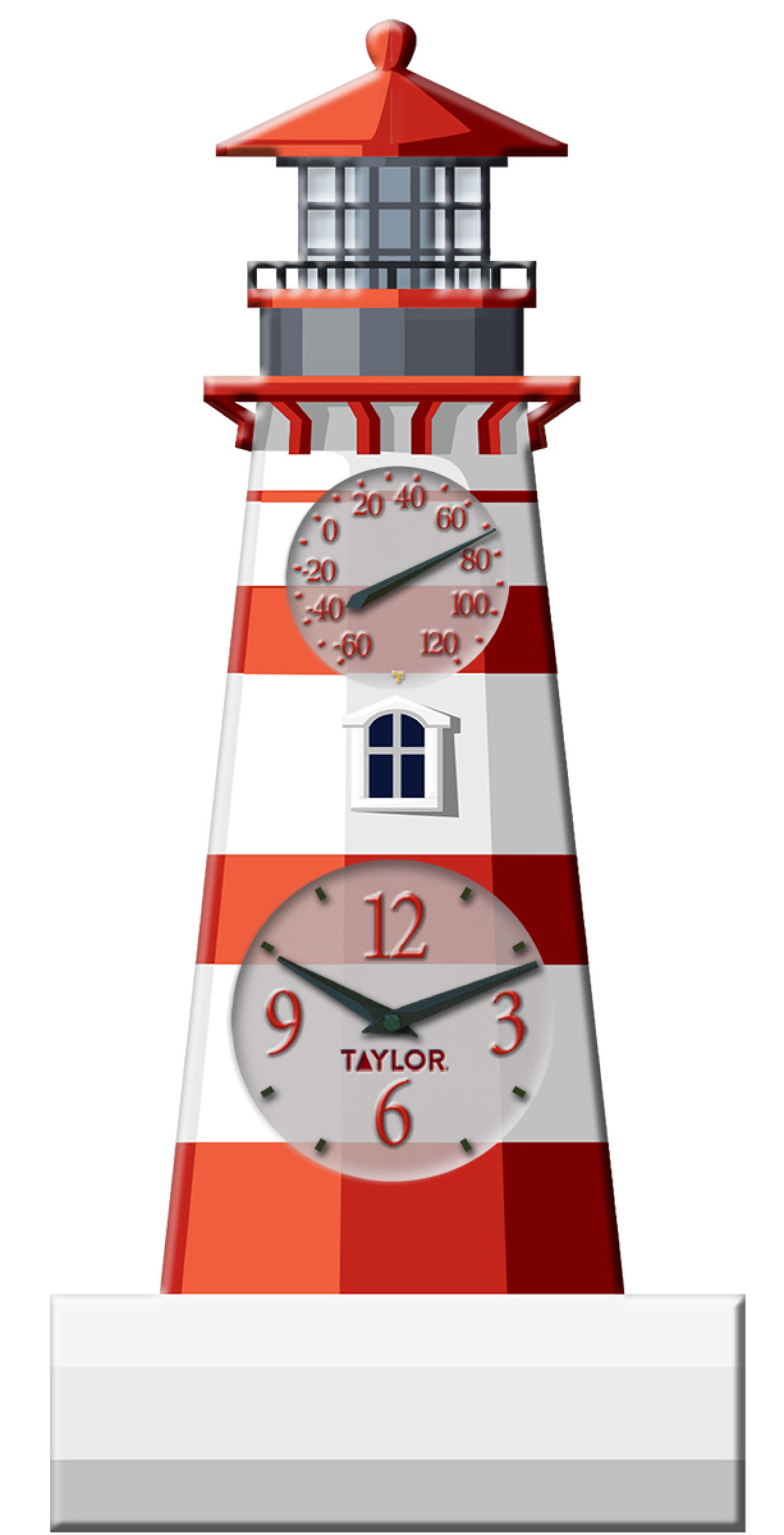 Taylor 12" Poly Resin Lighthouse Clock with Thermometer, Multicolored ...