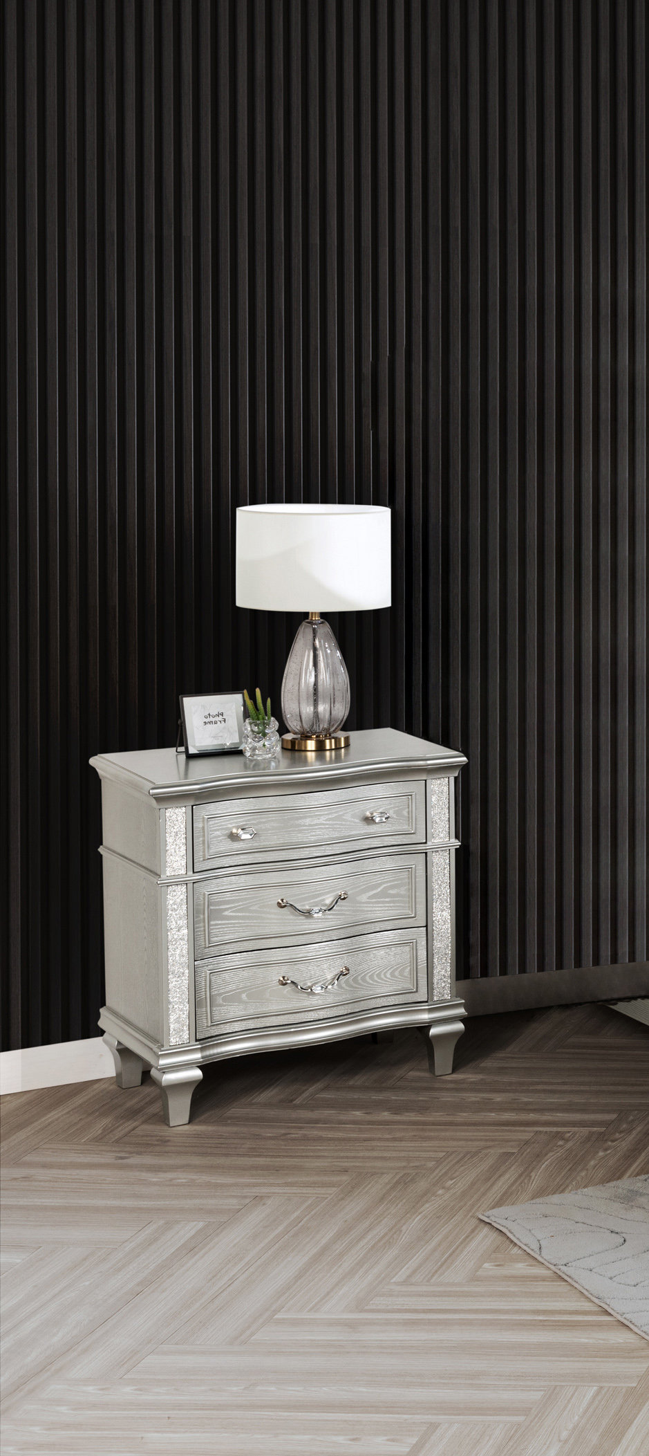 Rosdorf Park 3 Drawer Glam Nightstand With Glitter Panels - Wayfair Canada