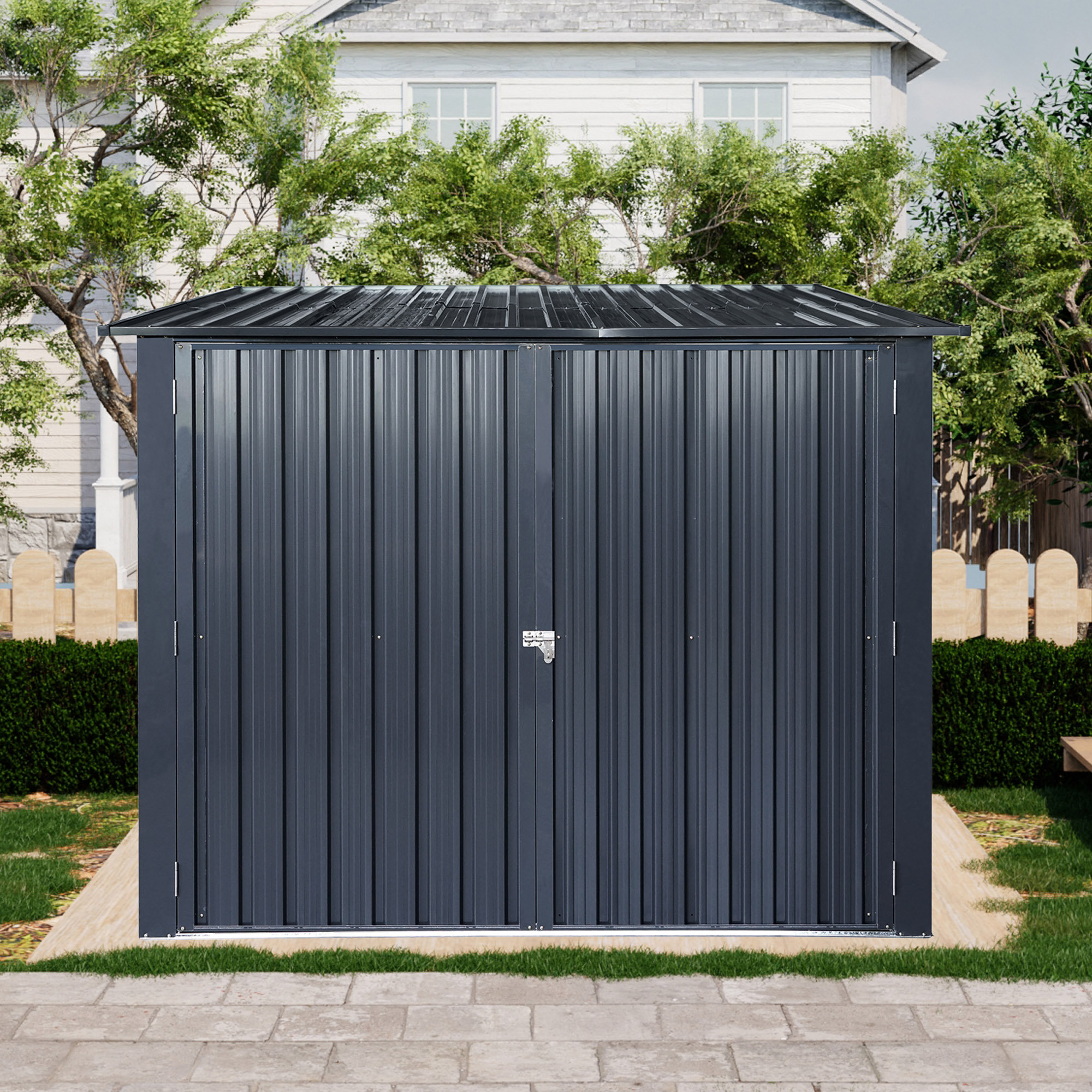 HomeViewto Outdoor Steel Storage Shed For Bicycle With Slope Roof And 4 ...