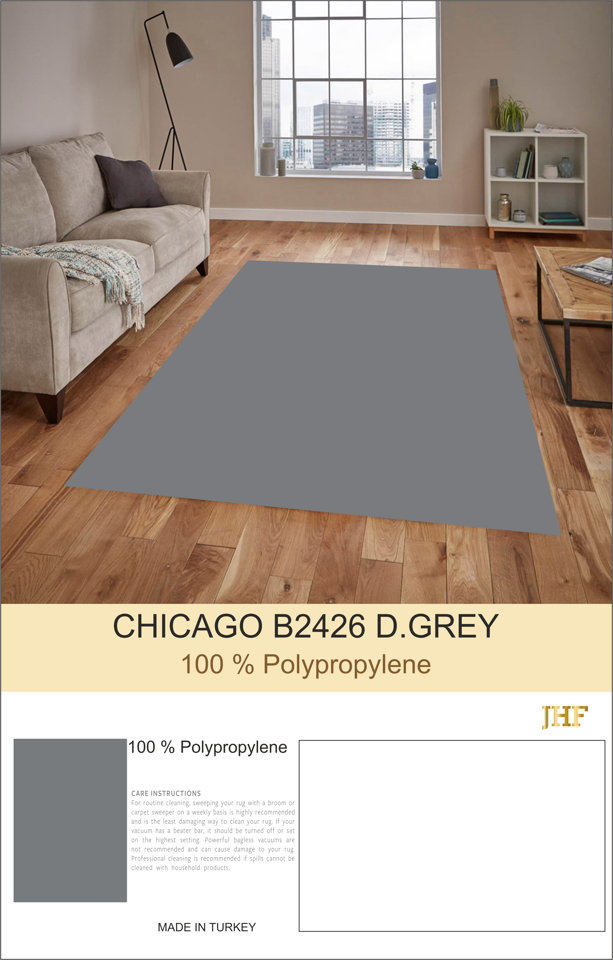 JENIN HOME FURNISHING CHICAGO RUG 3'X5' 0B2426 D.GREY | Wayfair