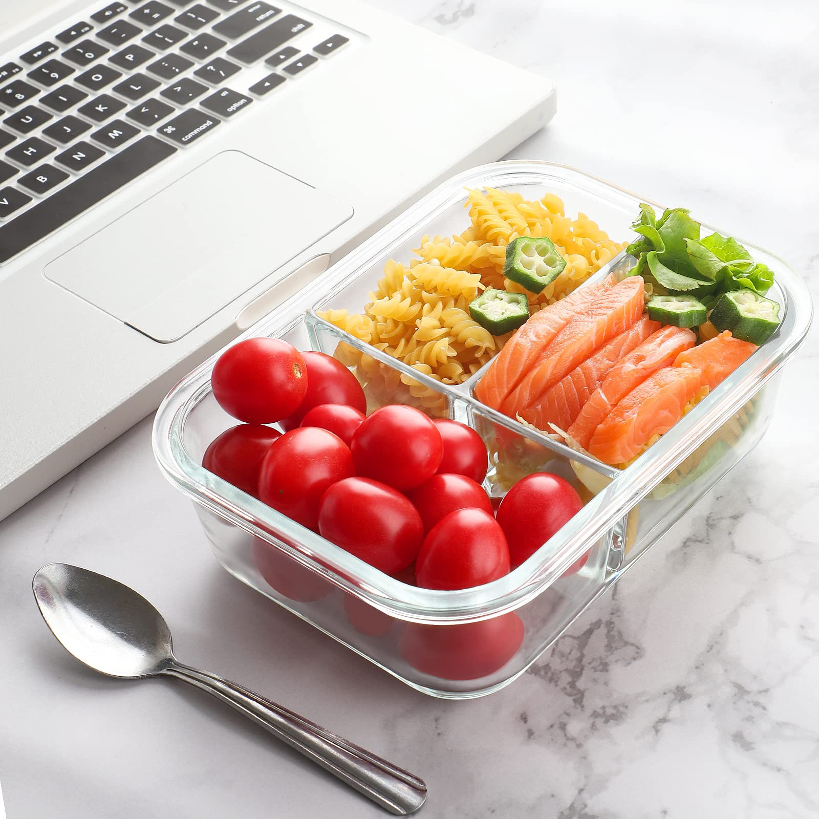 Prep & Savour 9 Pack Glass Meal Prep Containers 3 & 2 & 1 Compartment ...