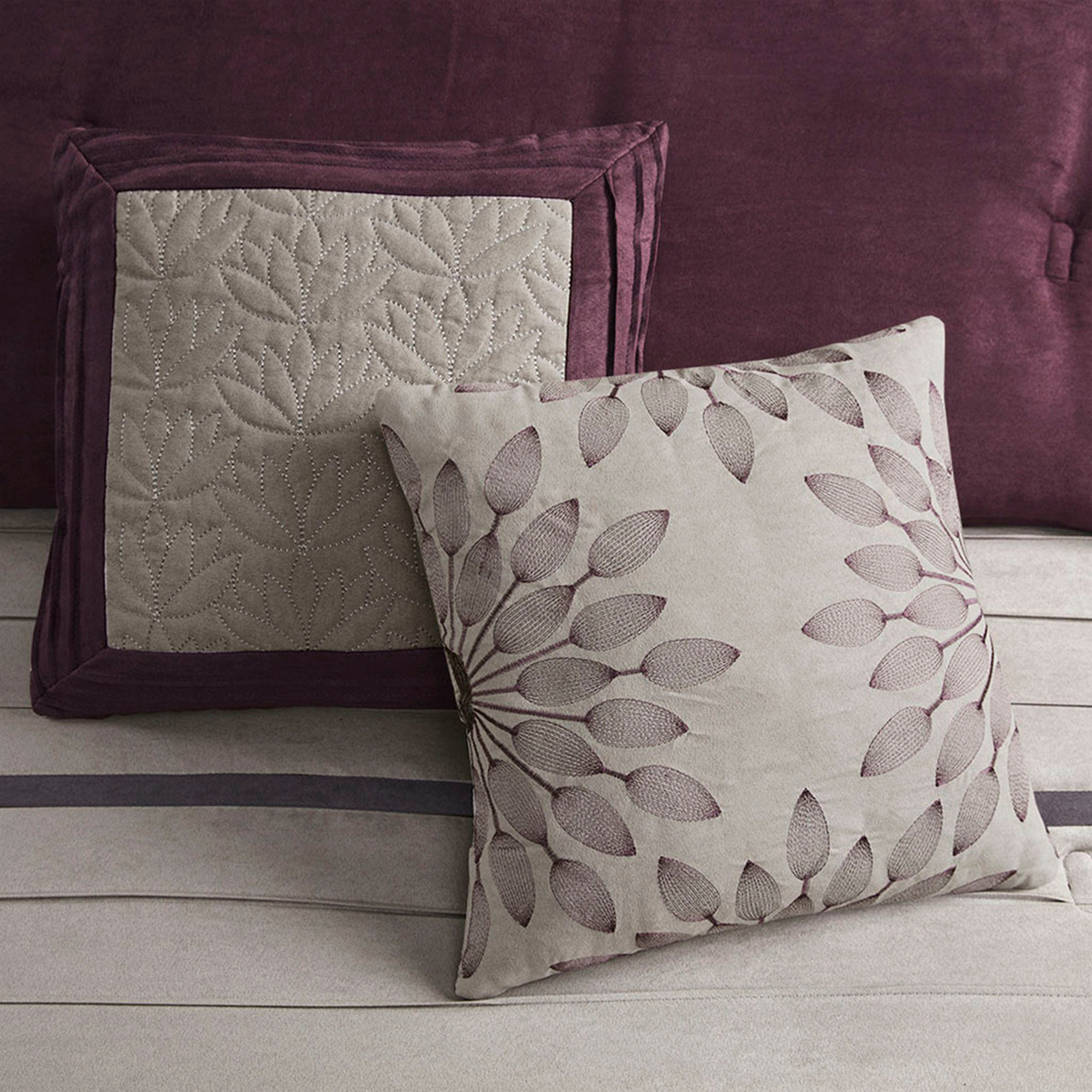 LIYU 7 PC Pieced Faux Suede Comforter Set Purple | Wayfair