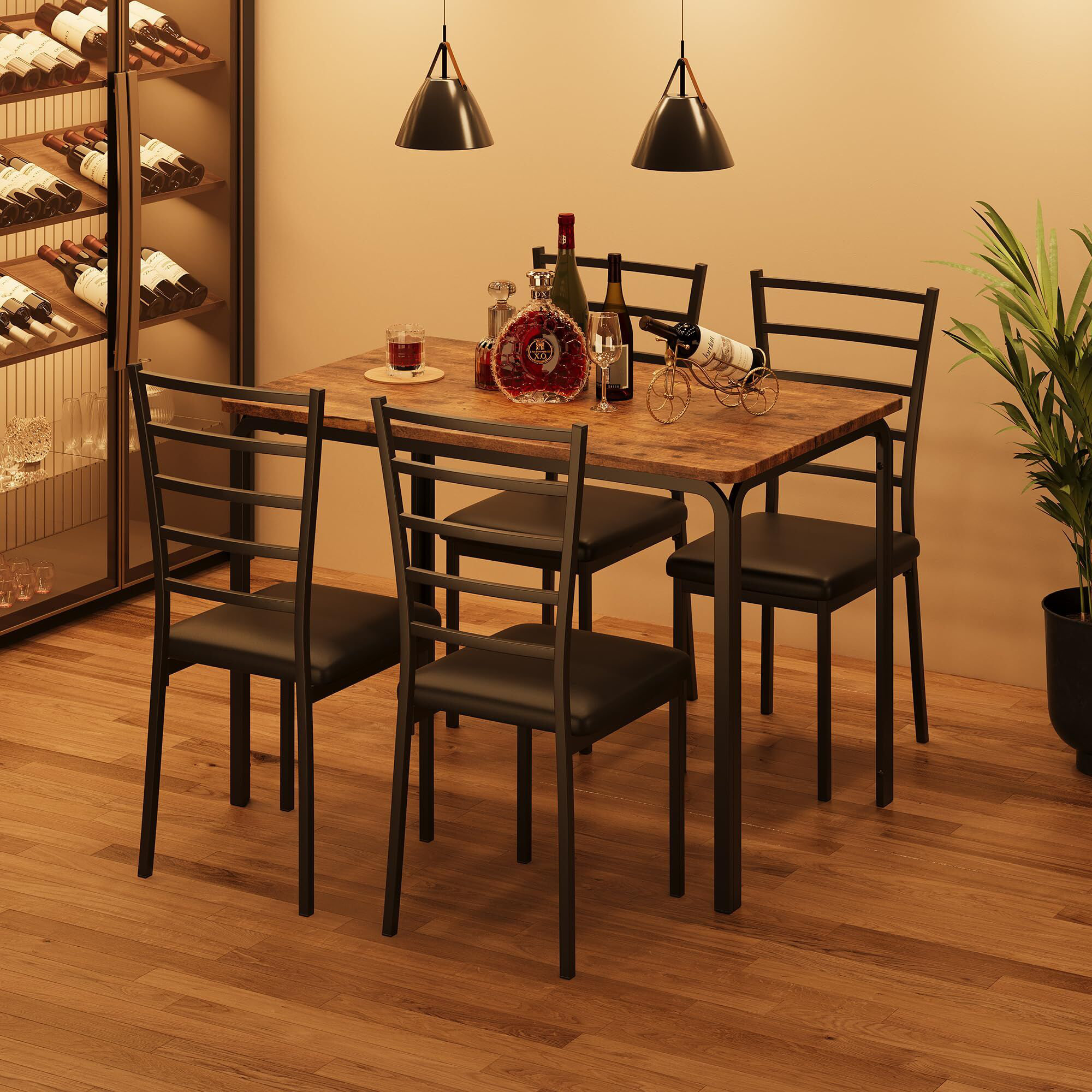 Winston Porter Dining Table Set for 4 Person Seat,Table with 4 Upholstered Chairs - Spacious ...