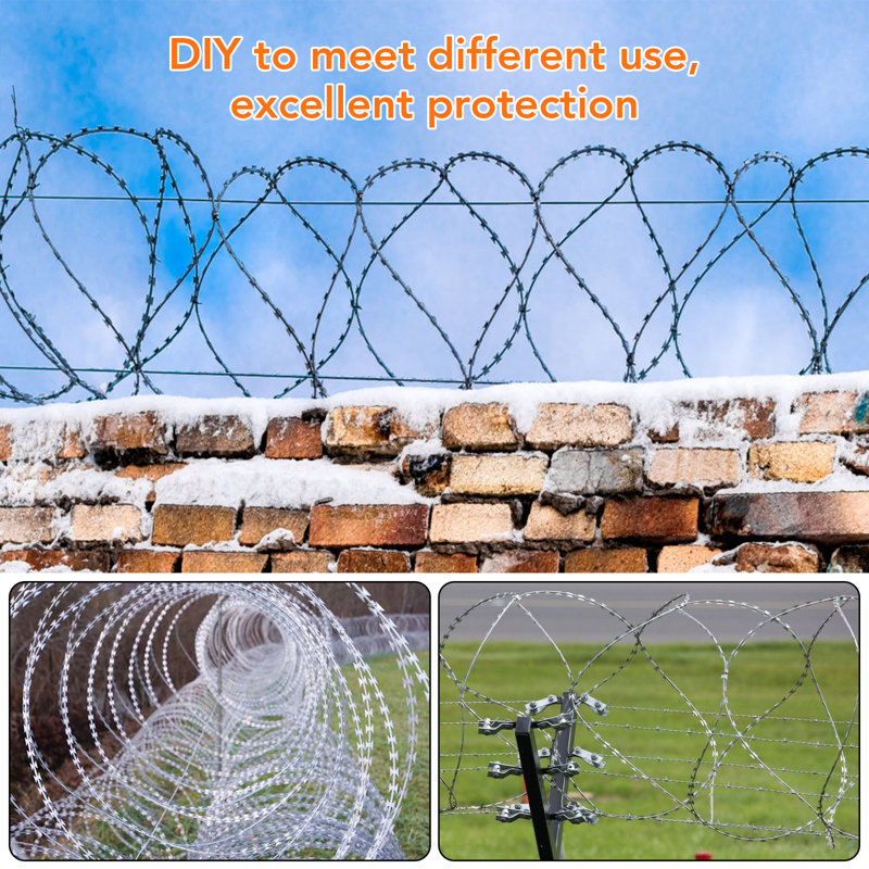 FDFK 500 Ft Razor Fence, Concertina Wire, Weather Resistant, Galvanized ...