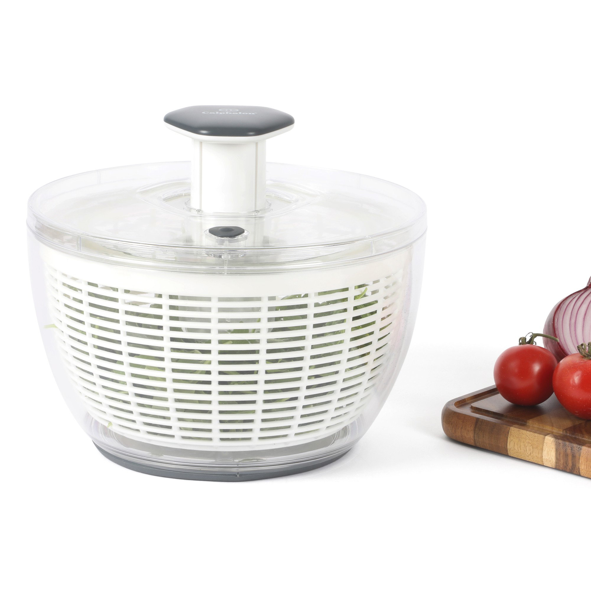 Calphalon Aero 6.3 Qt Stainless Steel Salad Spinner, Fruit Wahser ...