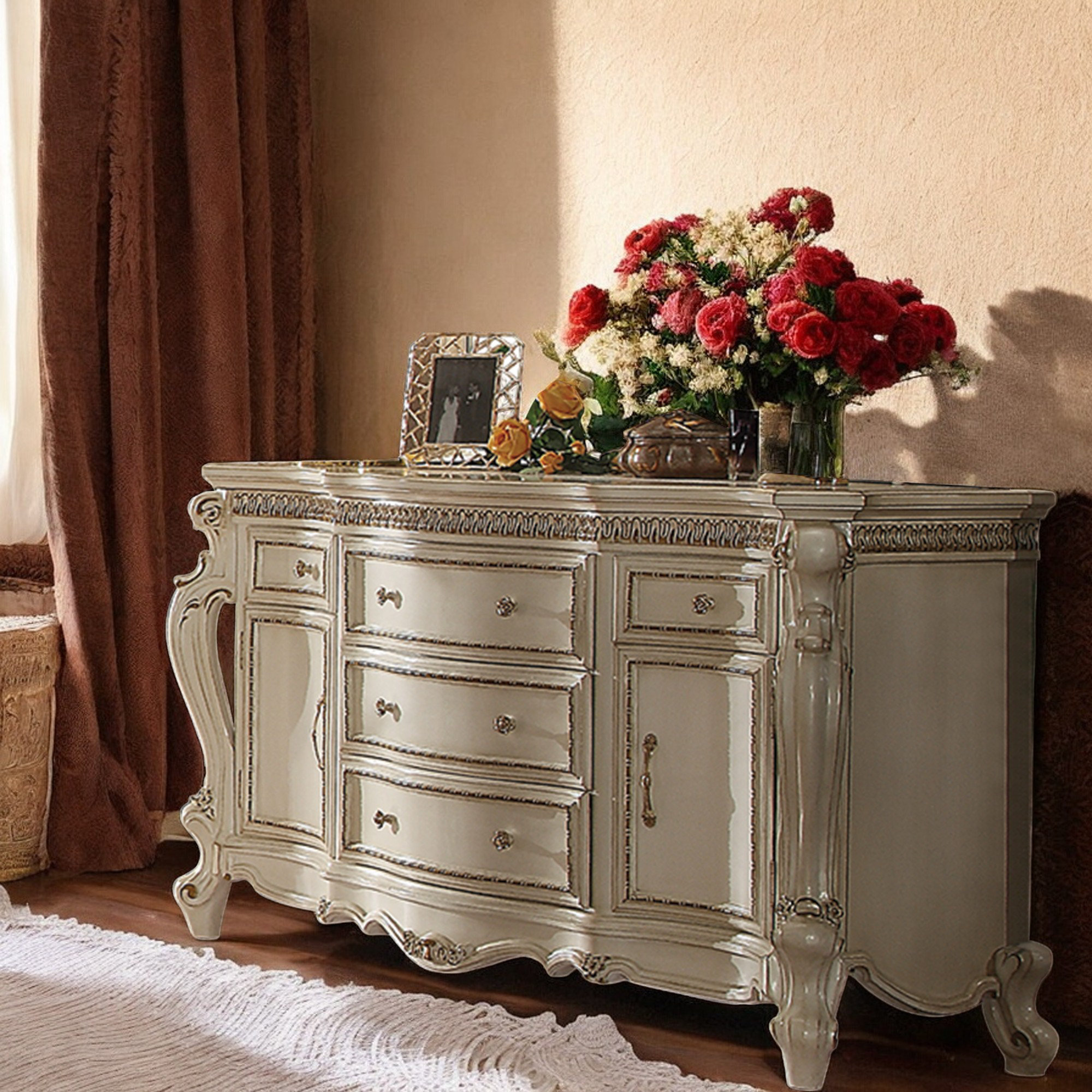 Rosdorf Park Vestavia 5-Drawer Combo Dresser in Antique Pearl & Reviews ...
