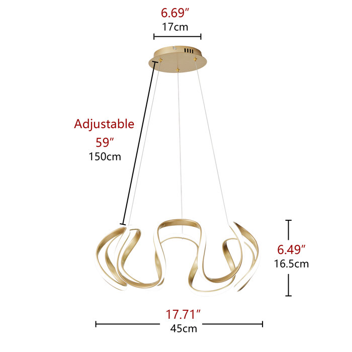 Wade Logan® Braely 6000K LED Pendant Light fixture Adjustable Dimmable ...