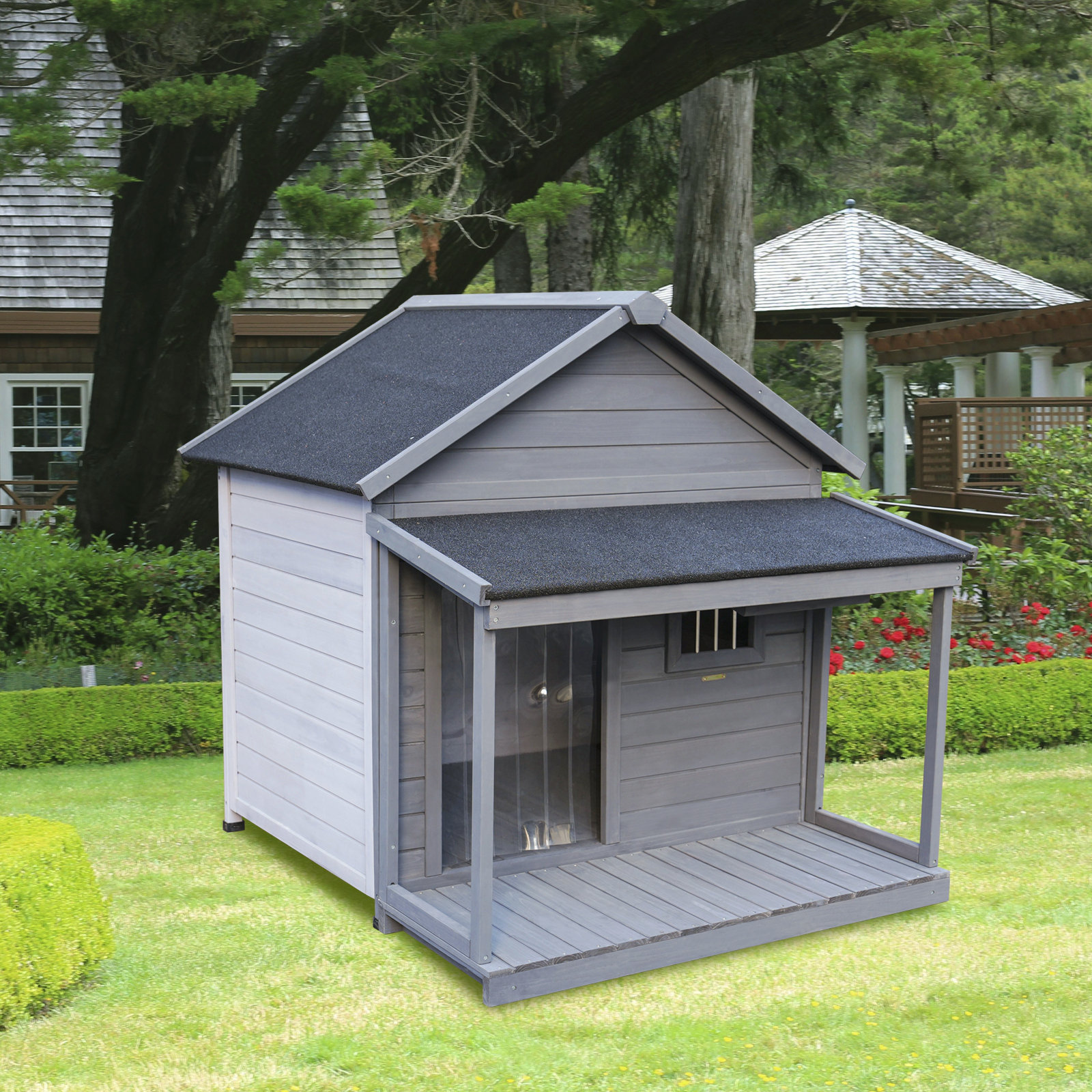 Tucker Murphy Pet™ Weatherproof Doghouse with Spacious Terrace for ...