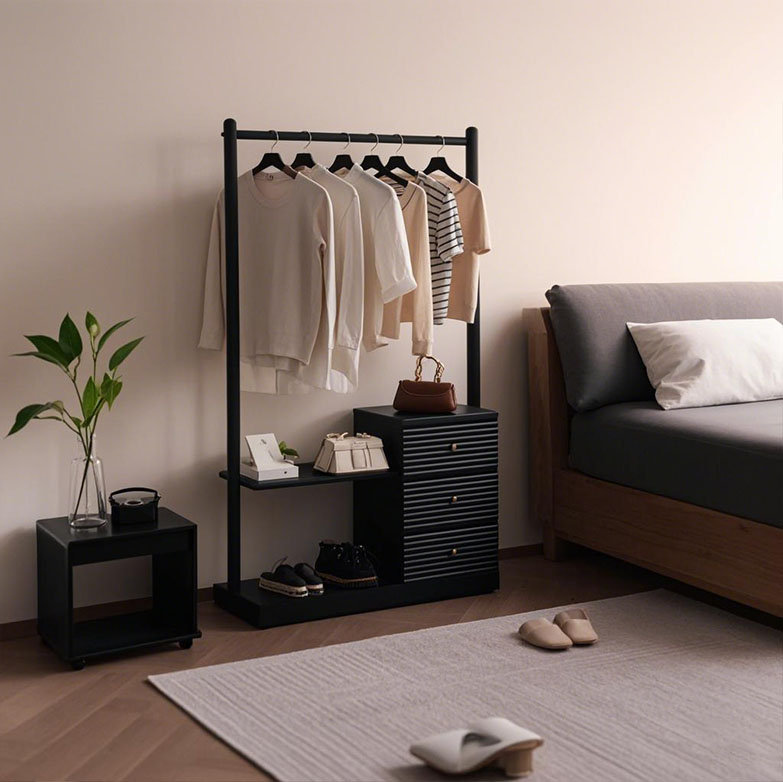 Brass Foam Black Minimalism Solid Wood Clothes Rack | Wayfair