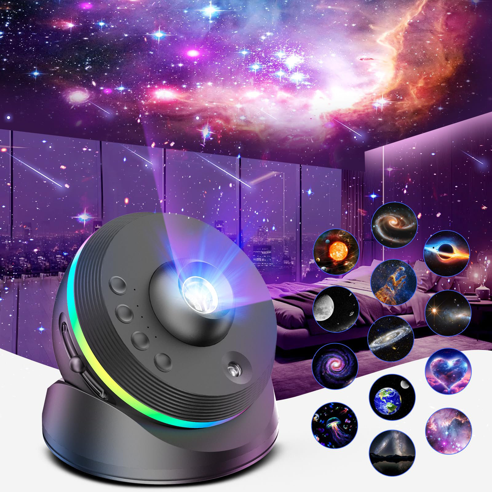 BBCPC Meteor Galaxy Projector, 13-in-1 Starry Sky Night Light with ...