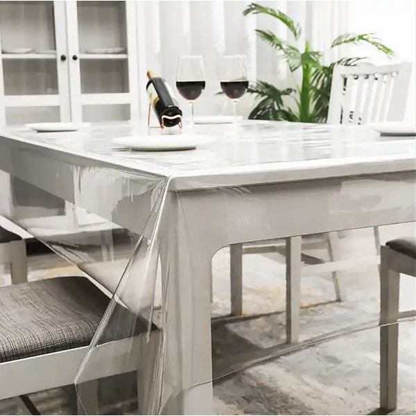 Symple Stuff Aghrunniaght Clear Plastic Vinyl Pvc Fabric Table Cover ...