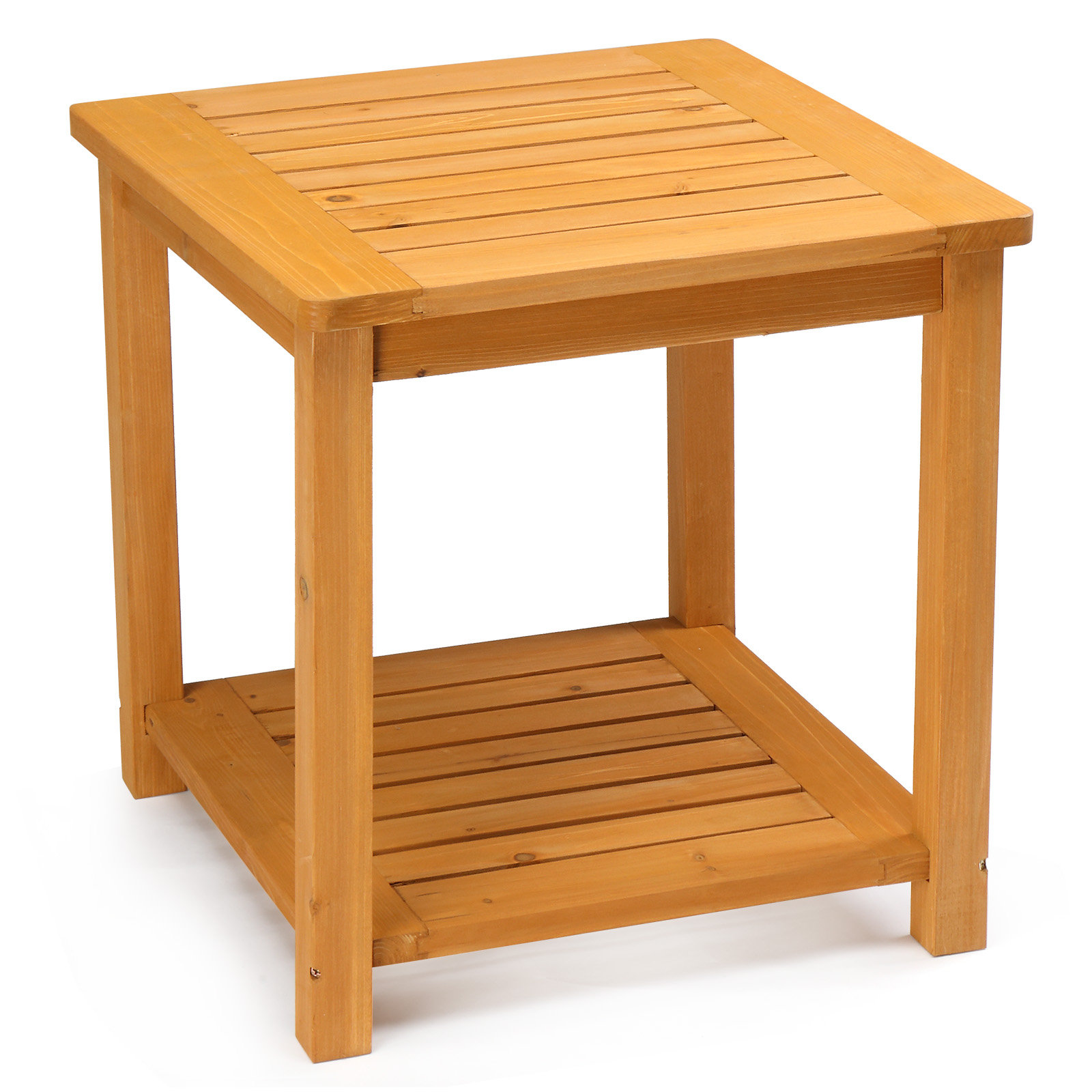 Highland Dunes Teak Color Outdoor Wood Side Table & Reviews | Wayfair