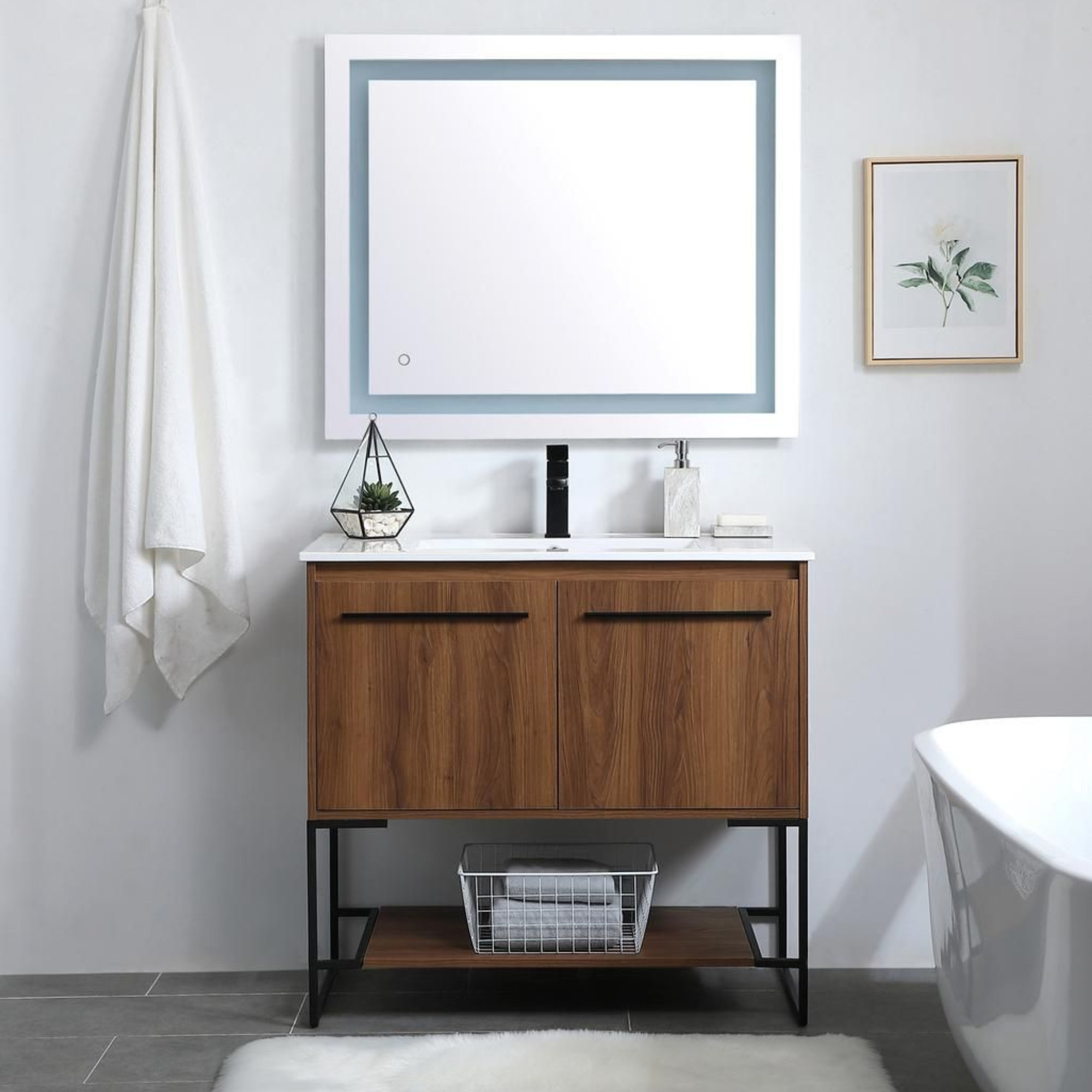 Latitude Run® Elegant Lighting Gerard 36 In Free Standing Single Basin ...